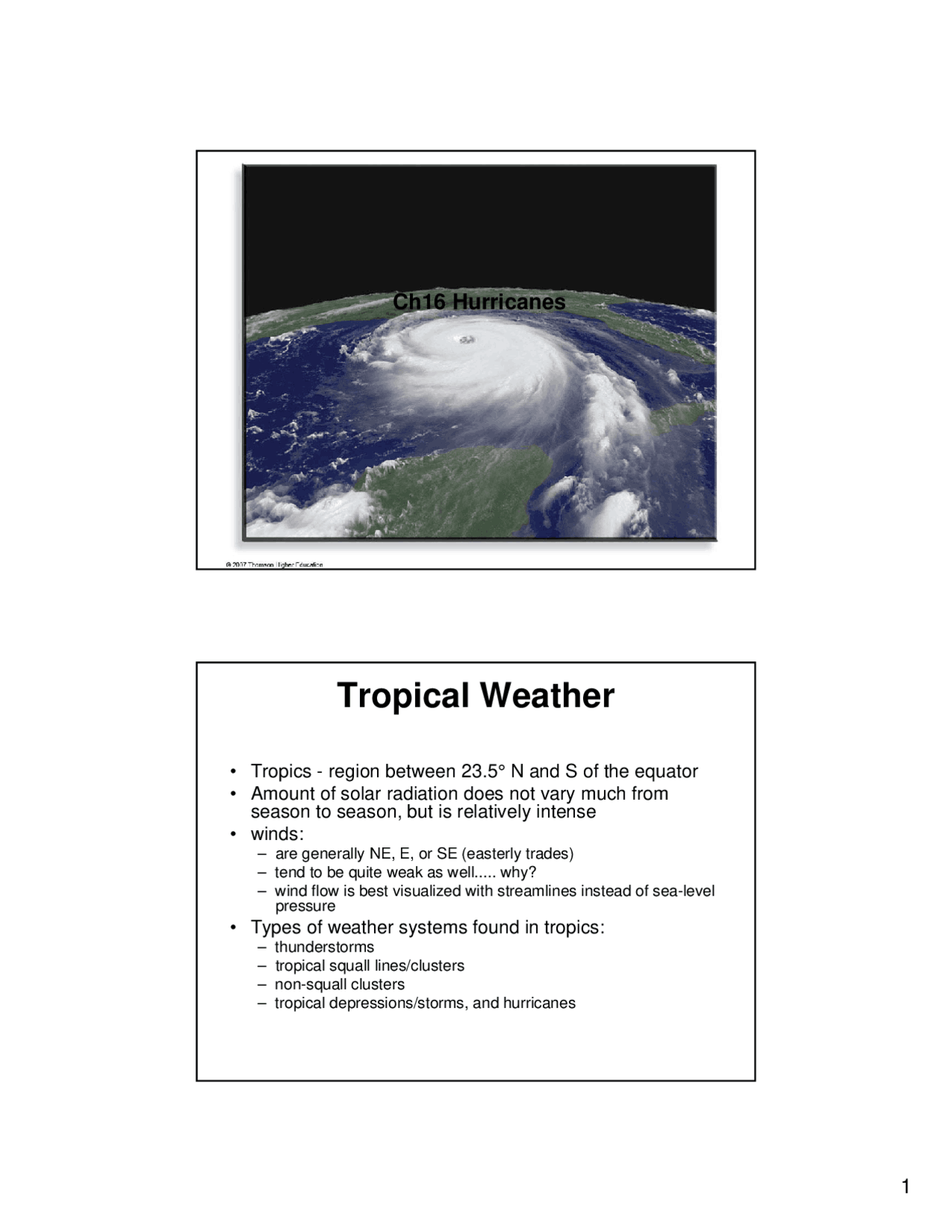 Introduction To The Tropical Weather Lecture Slides Atsc 2000 Docsity