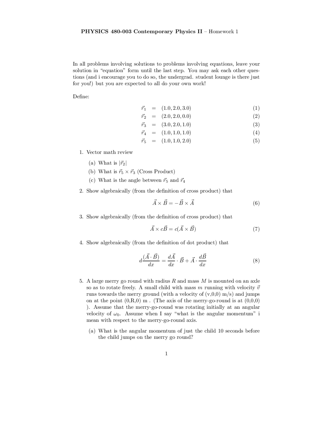 Solved Problems On Vectors In Physics Ii Assignment Phys 114 Docsity