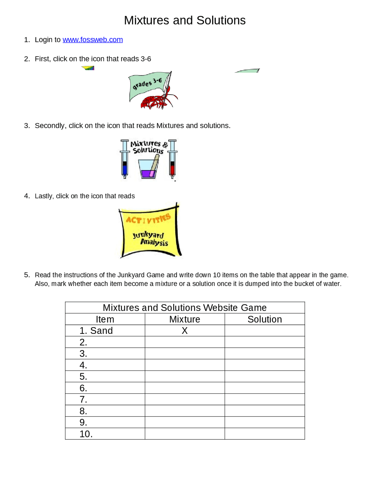 Mixture and Solutions - Educational Technology for Children II - Notes ...