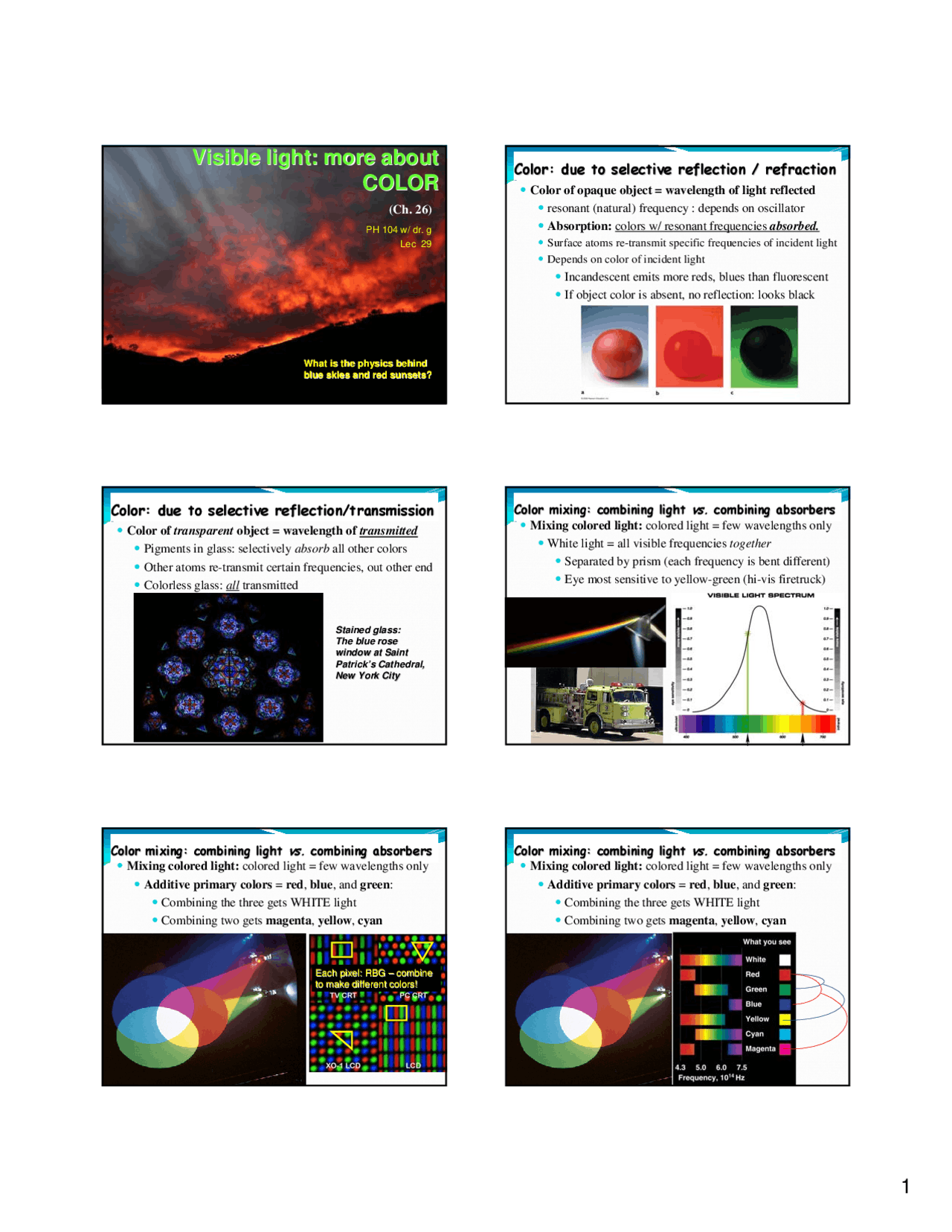 Visible Light More About Color Concepts Of Physics Lecture Slides