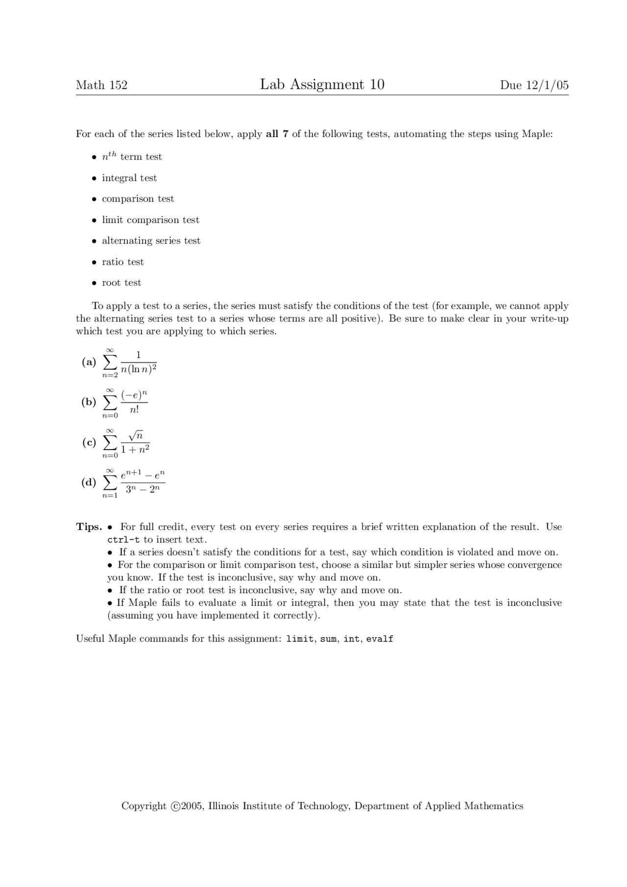 Lab Assignment 10 Calculus Ii Math 152 Lab Reports Calculus Docsity