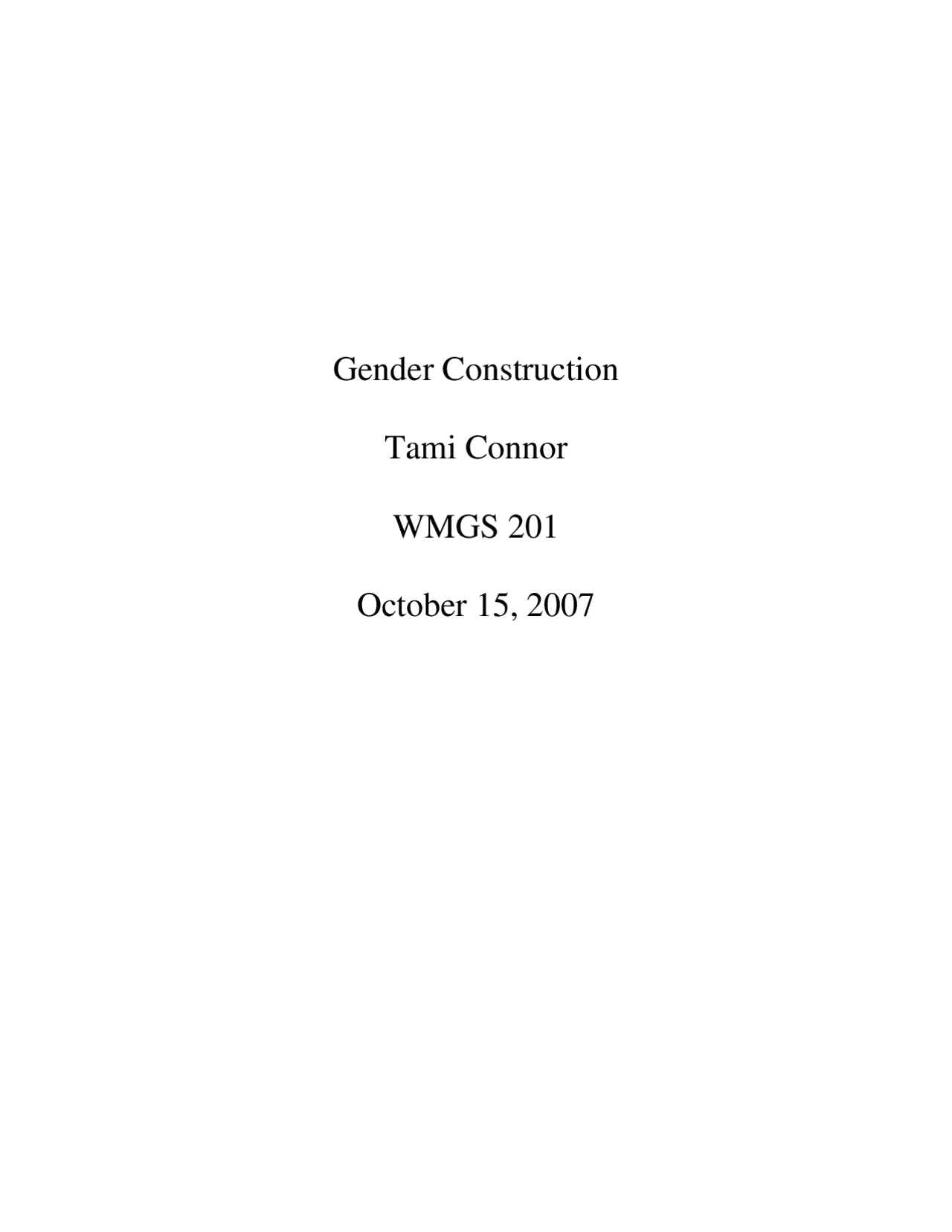Paper Introduction to Women's and Gender Studies: Gender Construction ...