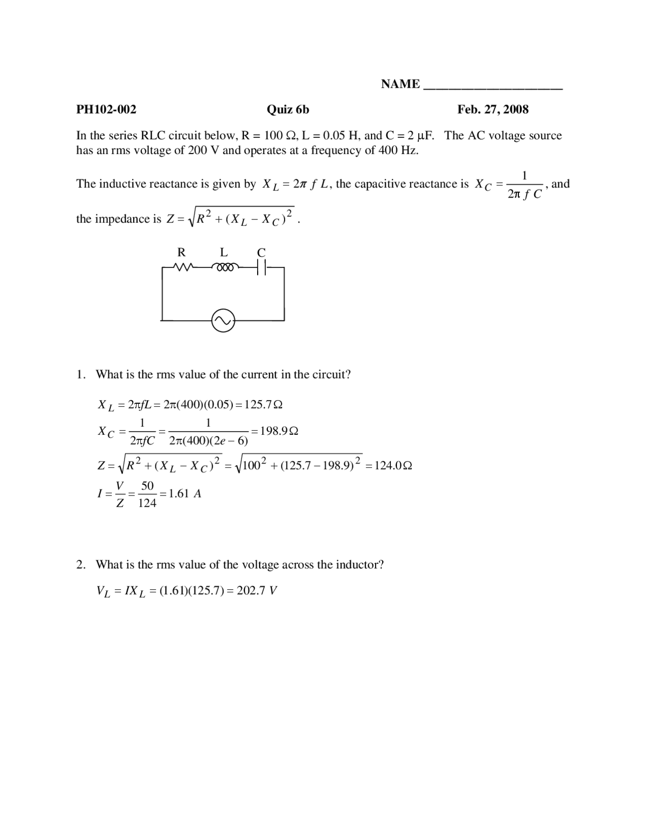 What Is The Value Of Current In The Circuit Quiz 6 Ph 102 Docsity