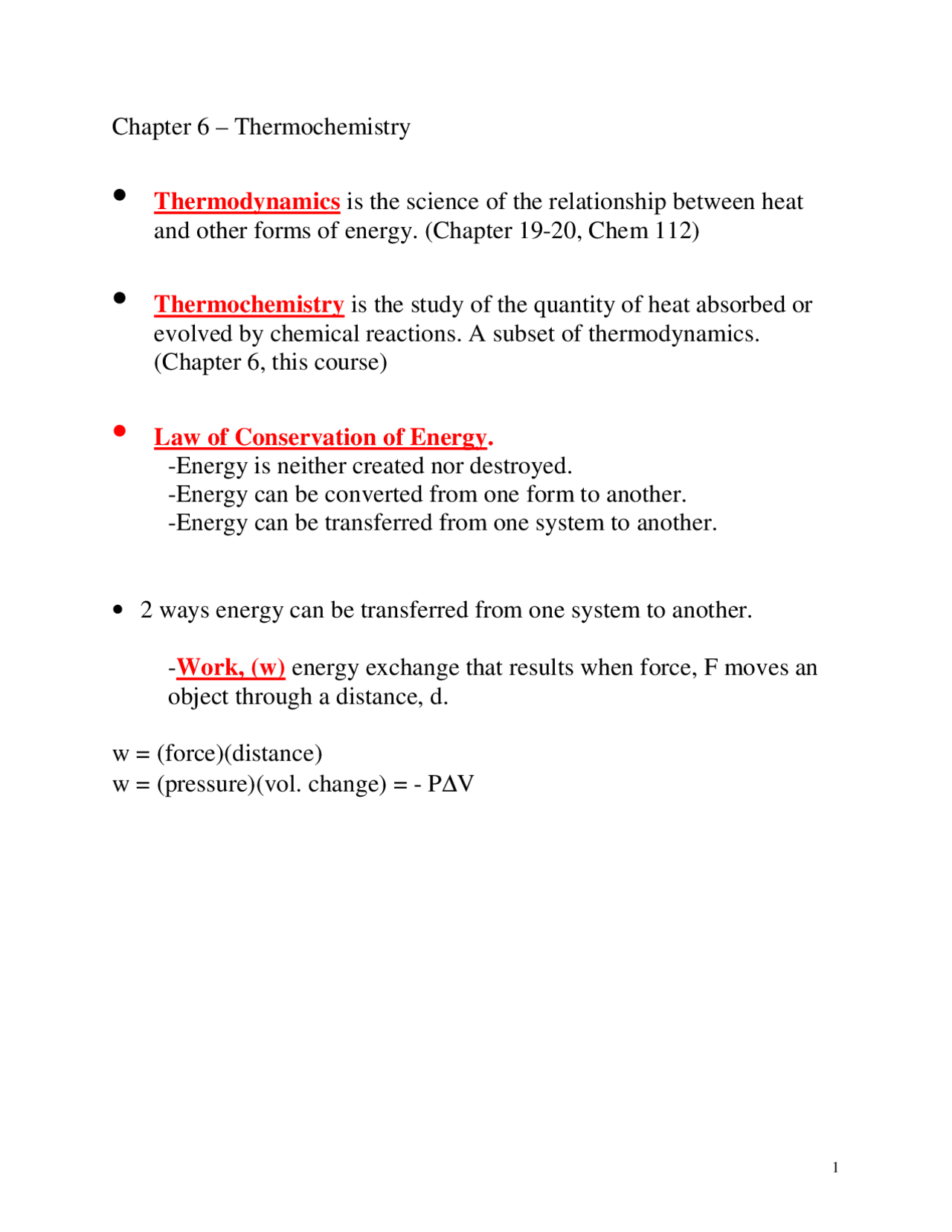 Thermochemistry Lecture Notes Chem 112 Docsity