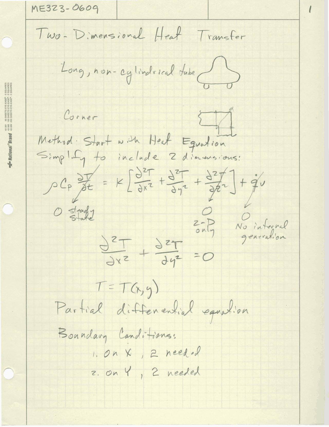 Two Dimensional Heat Transfer - Handwritten Notes | ME 323 - Docsity