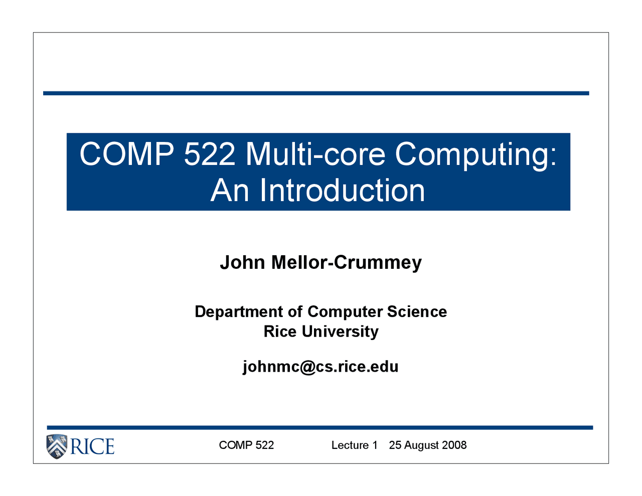 The Shift to Multi-Core Microprocessors - Lecture Slides | COMP 522 - Docsity