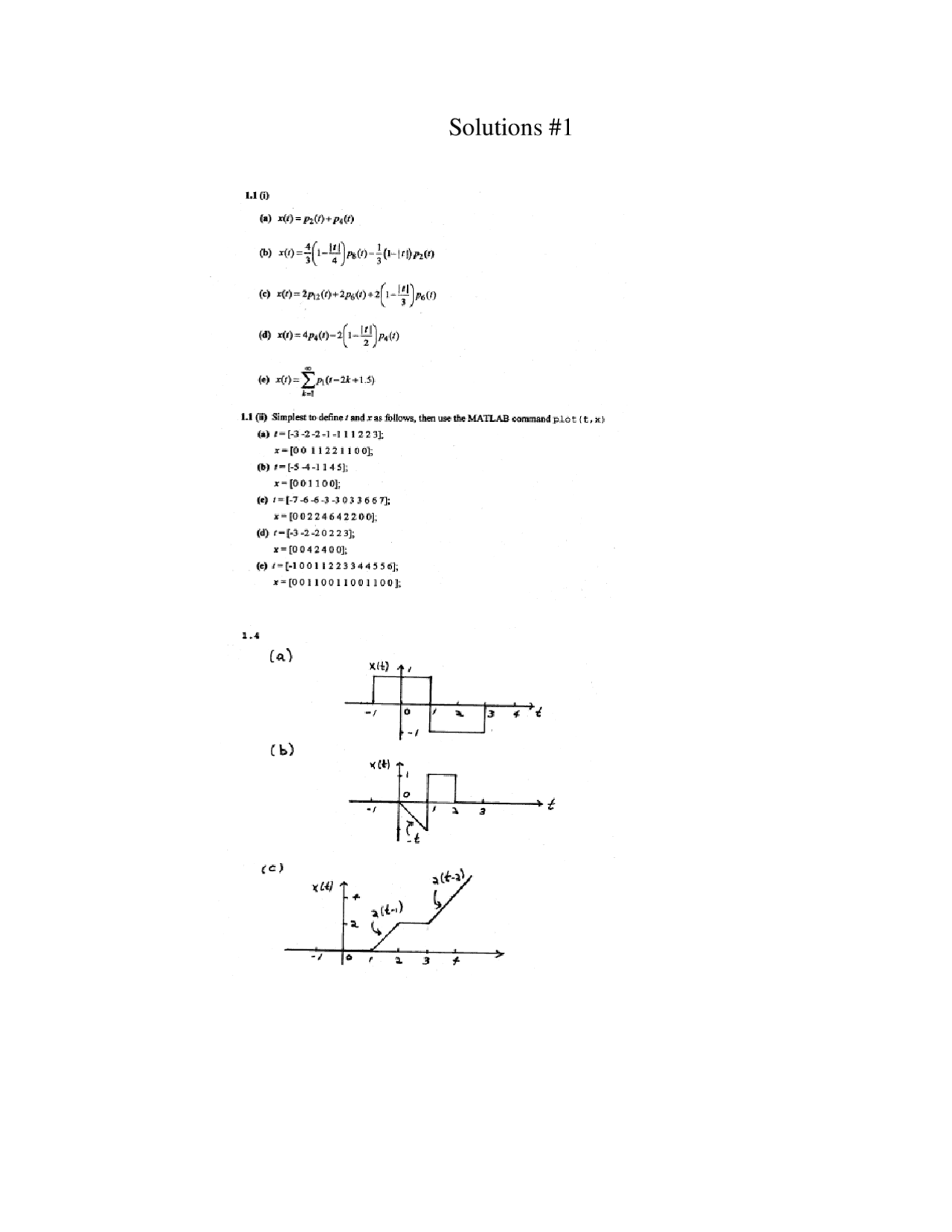 Assignment 1 Solutions Linear Signal And System Analysis Elec 2120