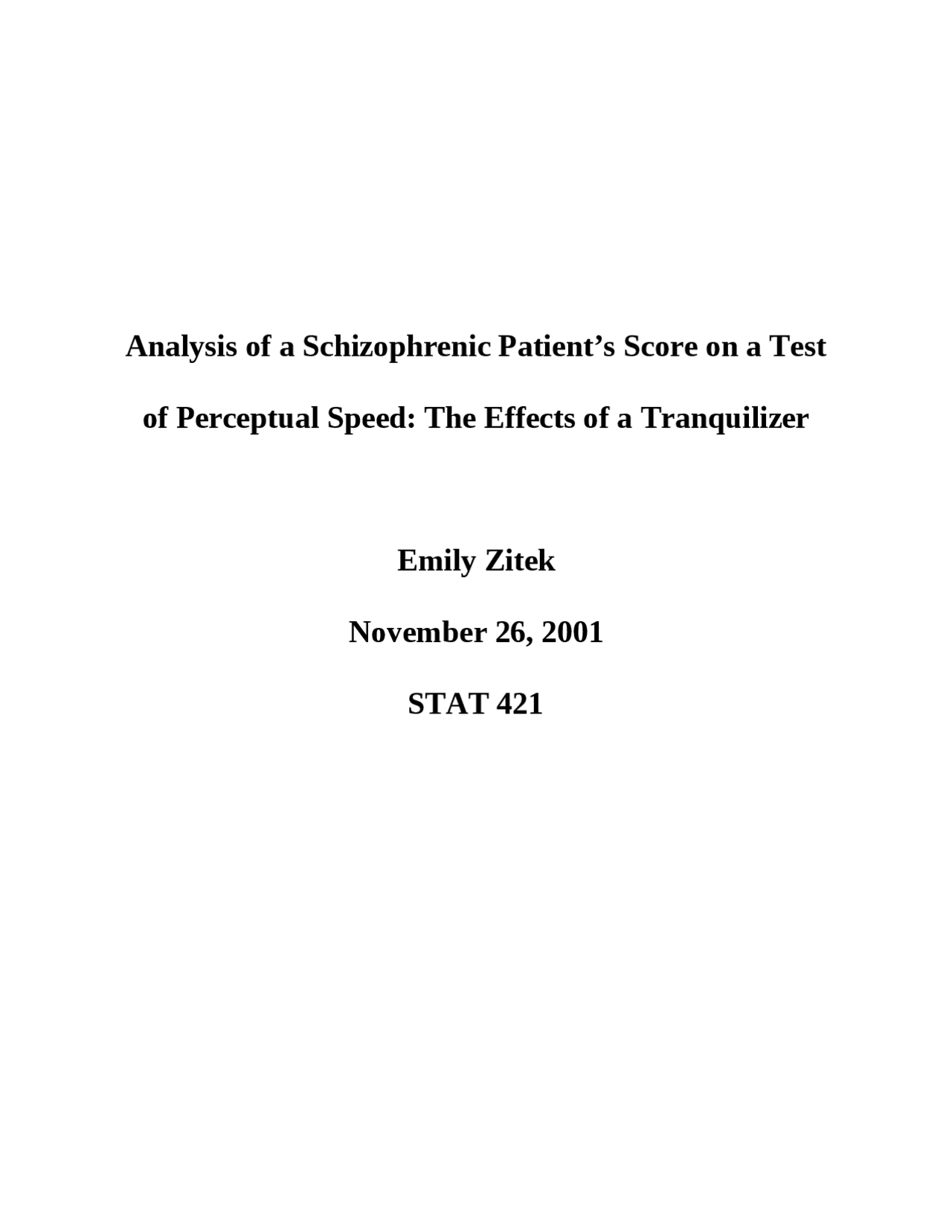 Time Series Analysis of a Schizophrenic Patient's Perceptual Speed Test ...