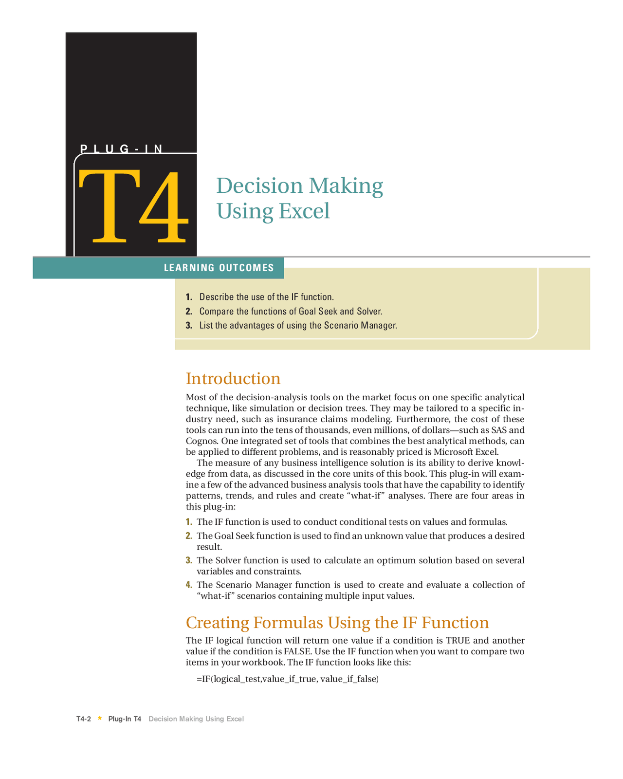 Introduction to Decision Making Using Excel - Notes | OMIS 351 - Docsity