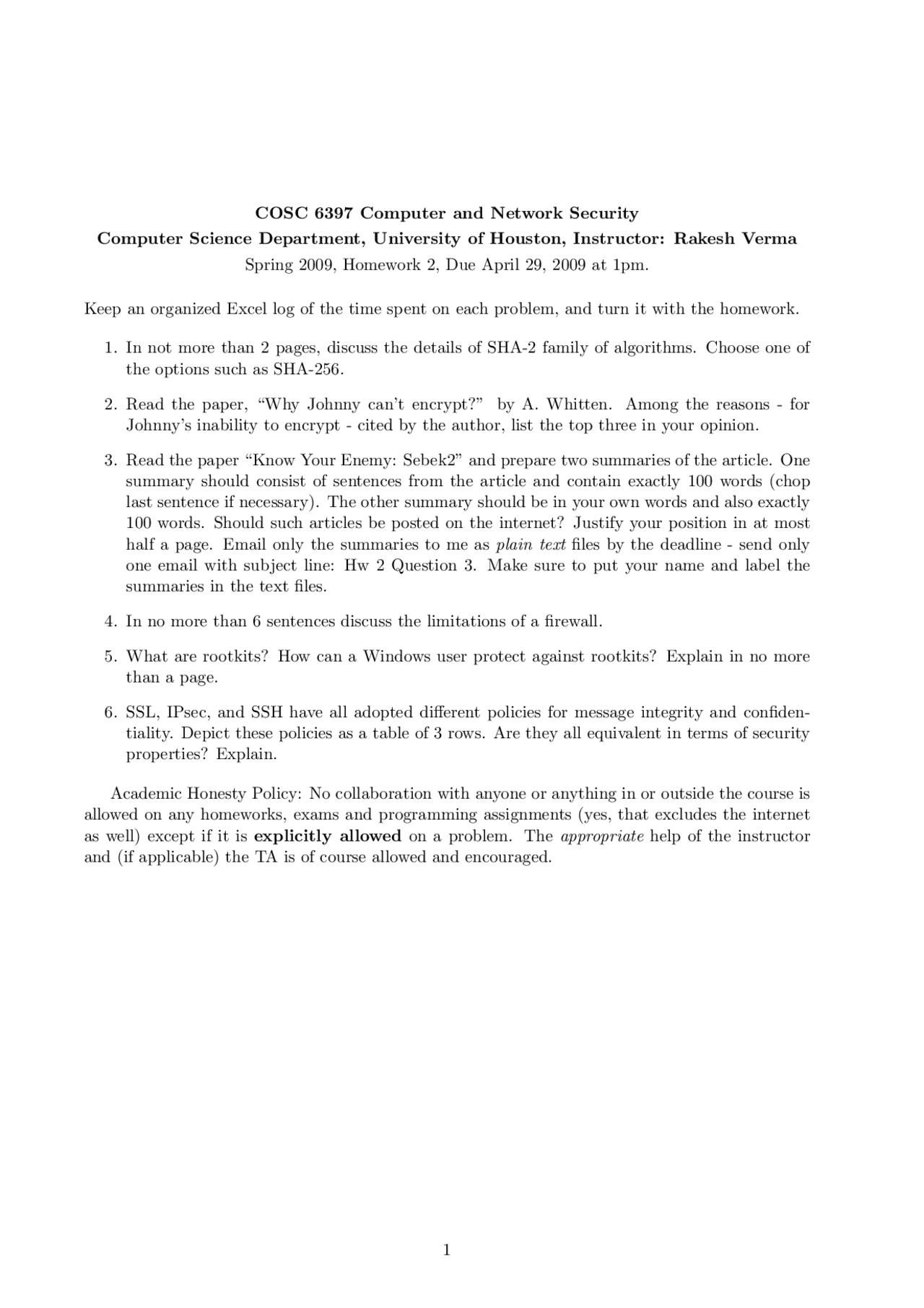 Computer And Network Security Hw2 Sha 2 Encryption Rootkits And Security