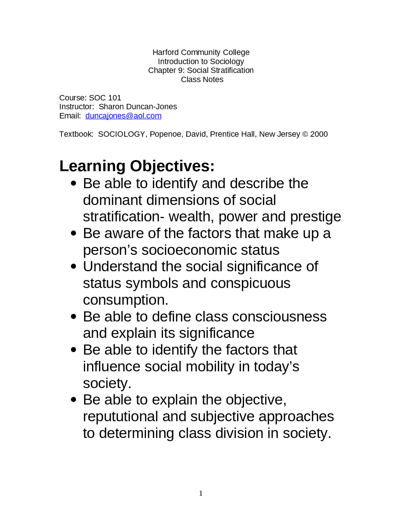 Notes On Social Stratification Introduction To Sociology Soc 101