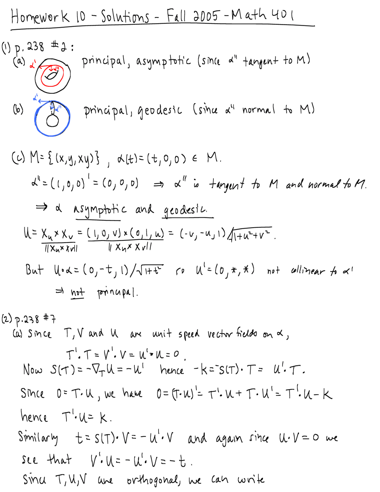 Solved Homework 10 Differential Geometry Math 401 Docsity