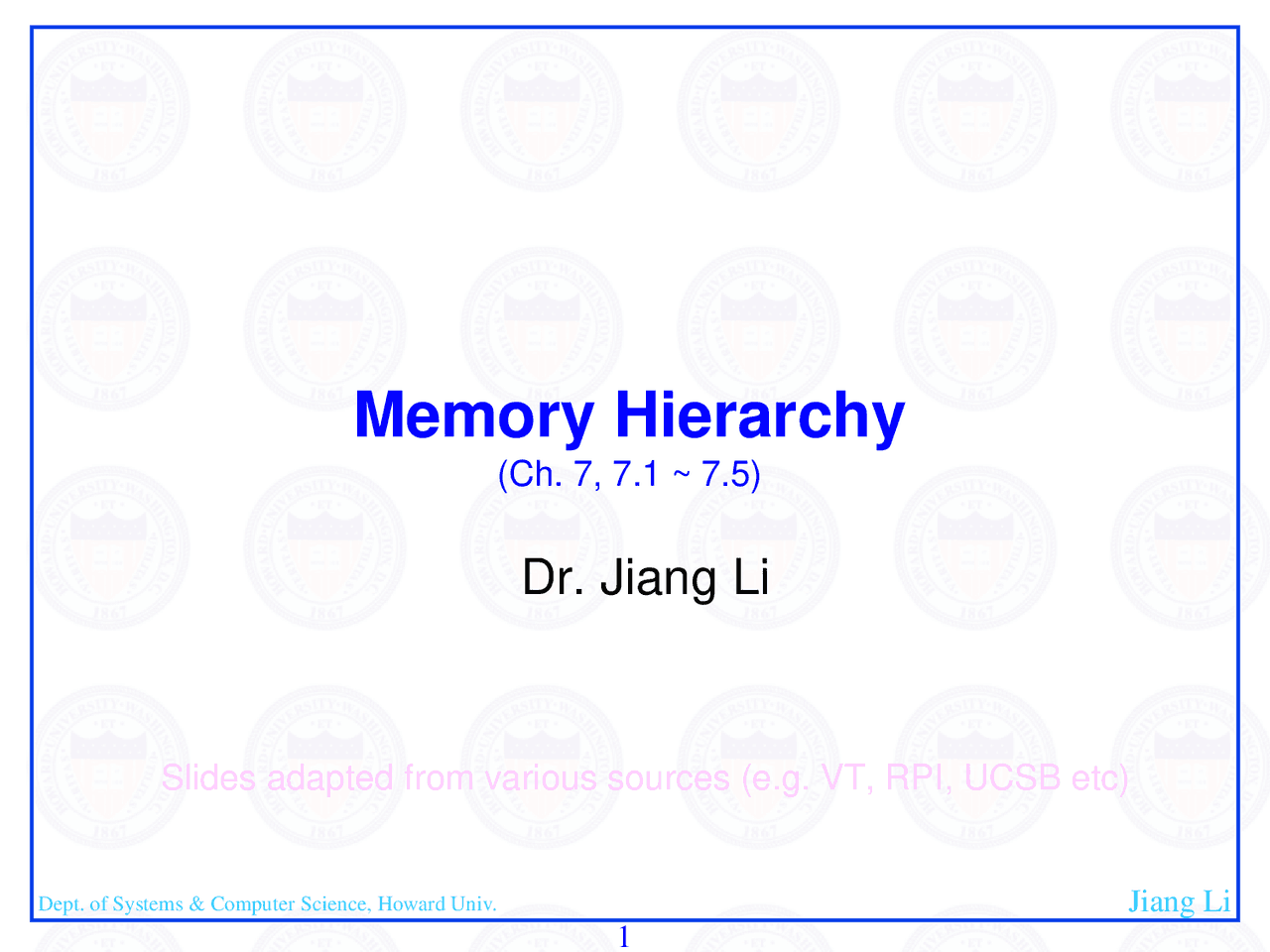 Memory Hierarchy For Exam Lecture Slides Sycs 201 Docsity