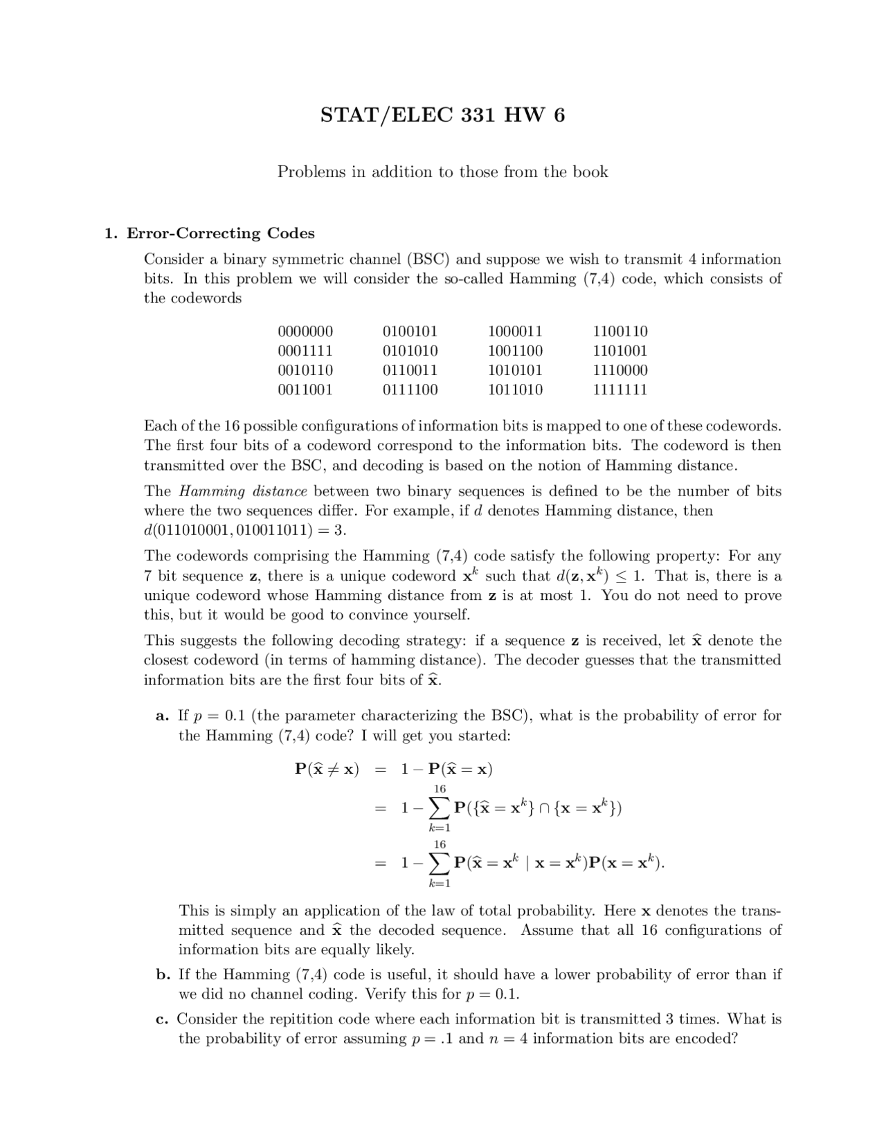 Error Correcting Codes, Truncated Normal - Applied Probability ...