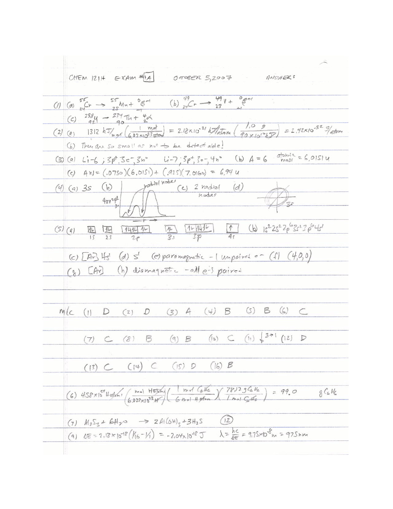 Exam 1 Questions With Solution Honors General Chemistry Science