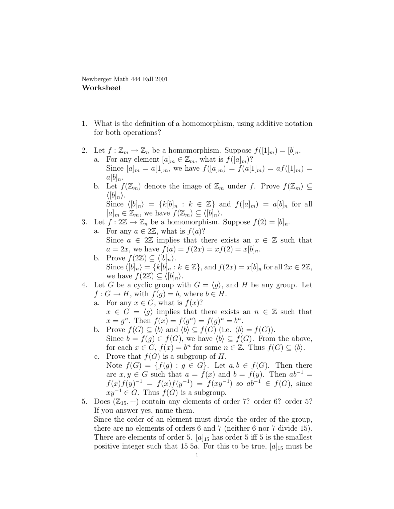 13 Questions On Introduction To Abstract Algebra Worksheet Math 444