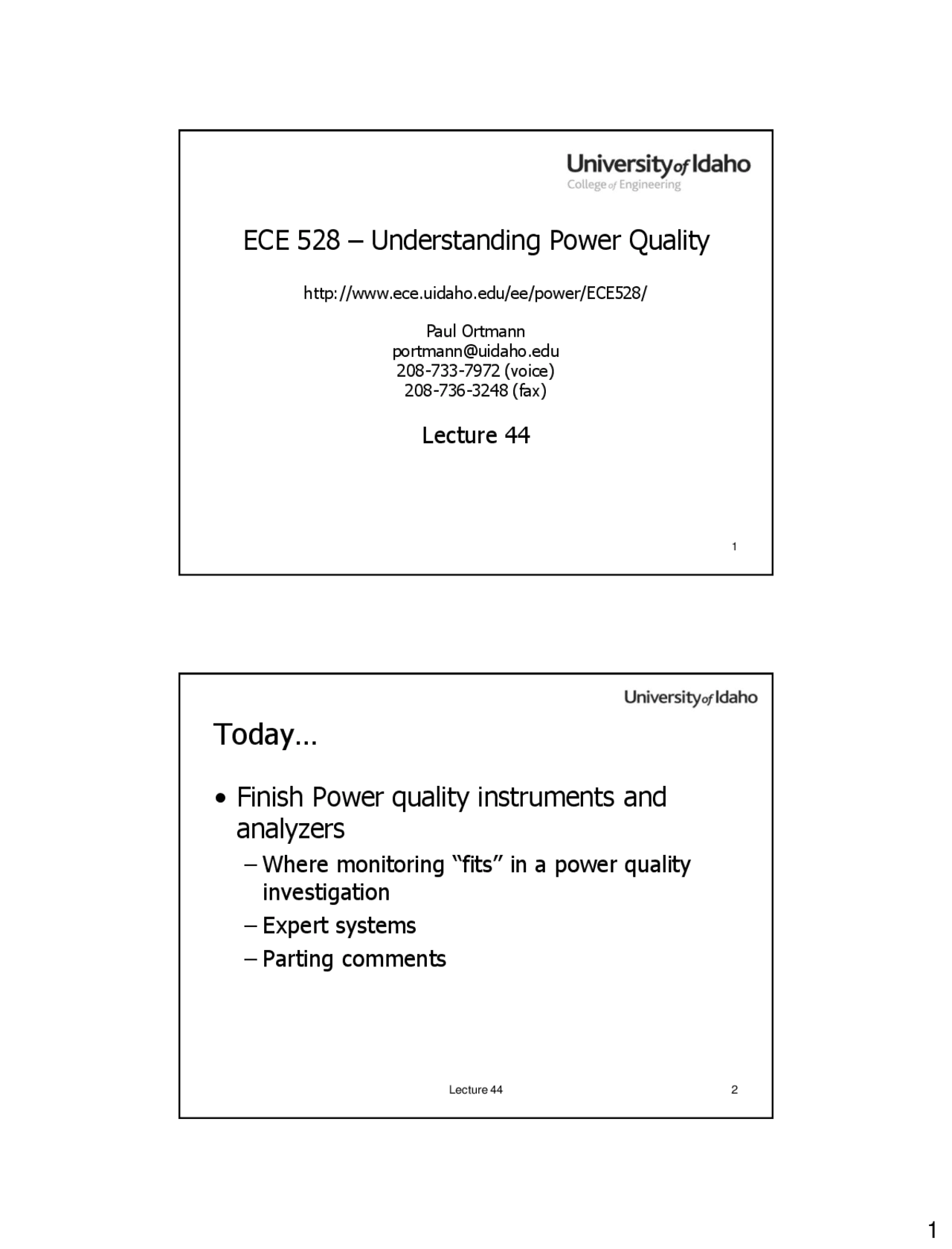 Understanding Power Quality Lecture Slides Ece 528 Docsity