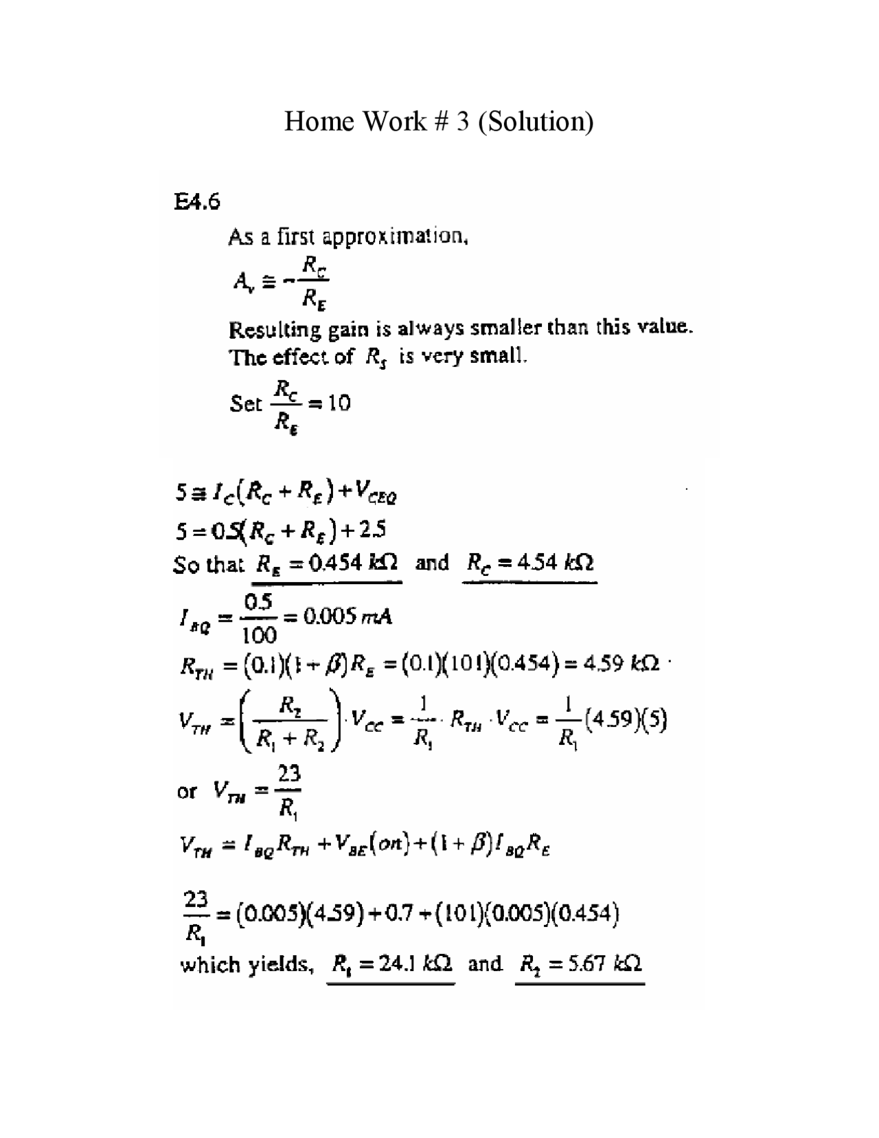 Homework 3 With Solution Key For Analog And Digital Electronics Ee