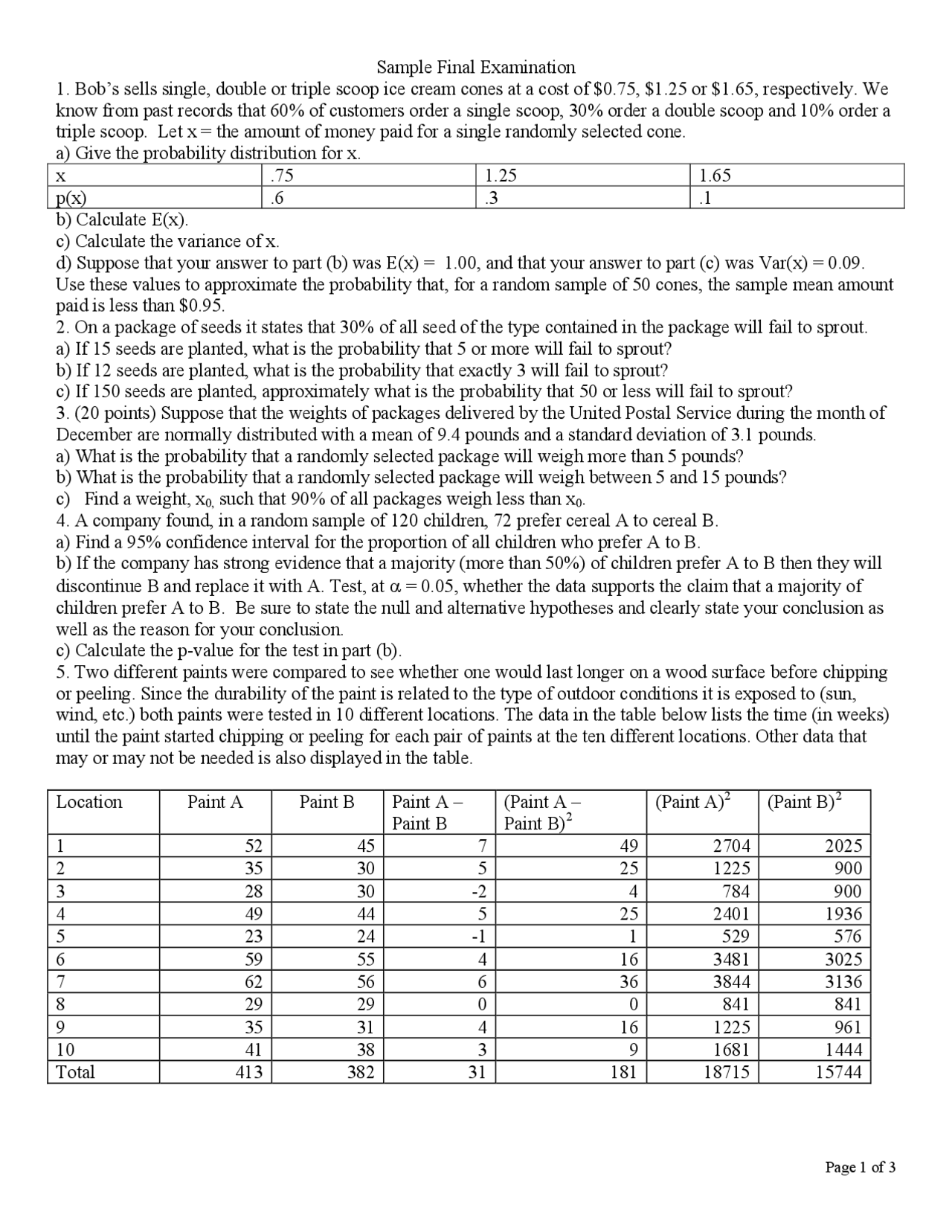 13 Multiple Choice Questions of Elementary Statistics - Final Exam ...