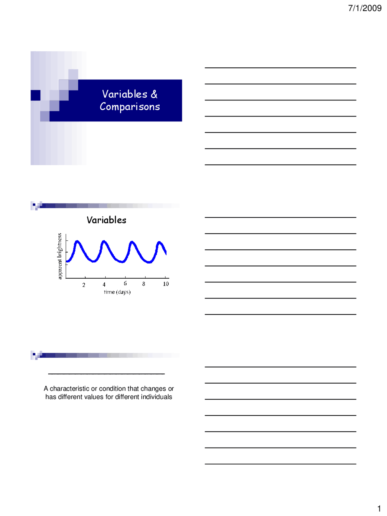 Variables And Comparisons Lecture Slides Psy 250 Docsity