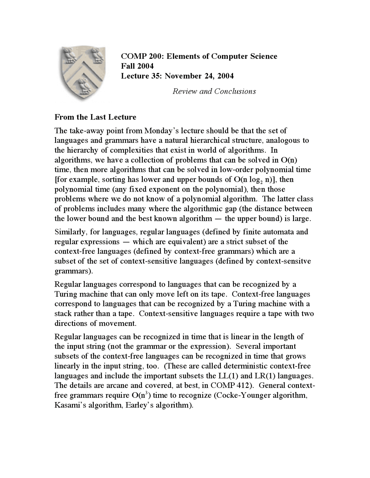 Review And Conclusions For Algorithms Elements Of Computer Science