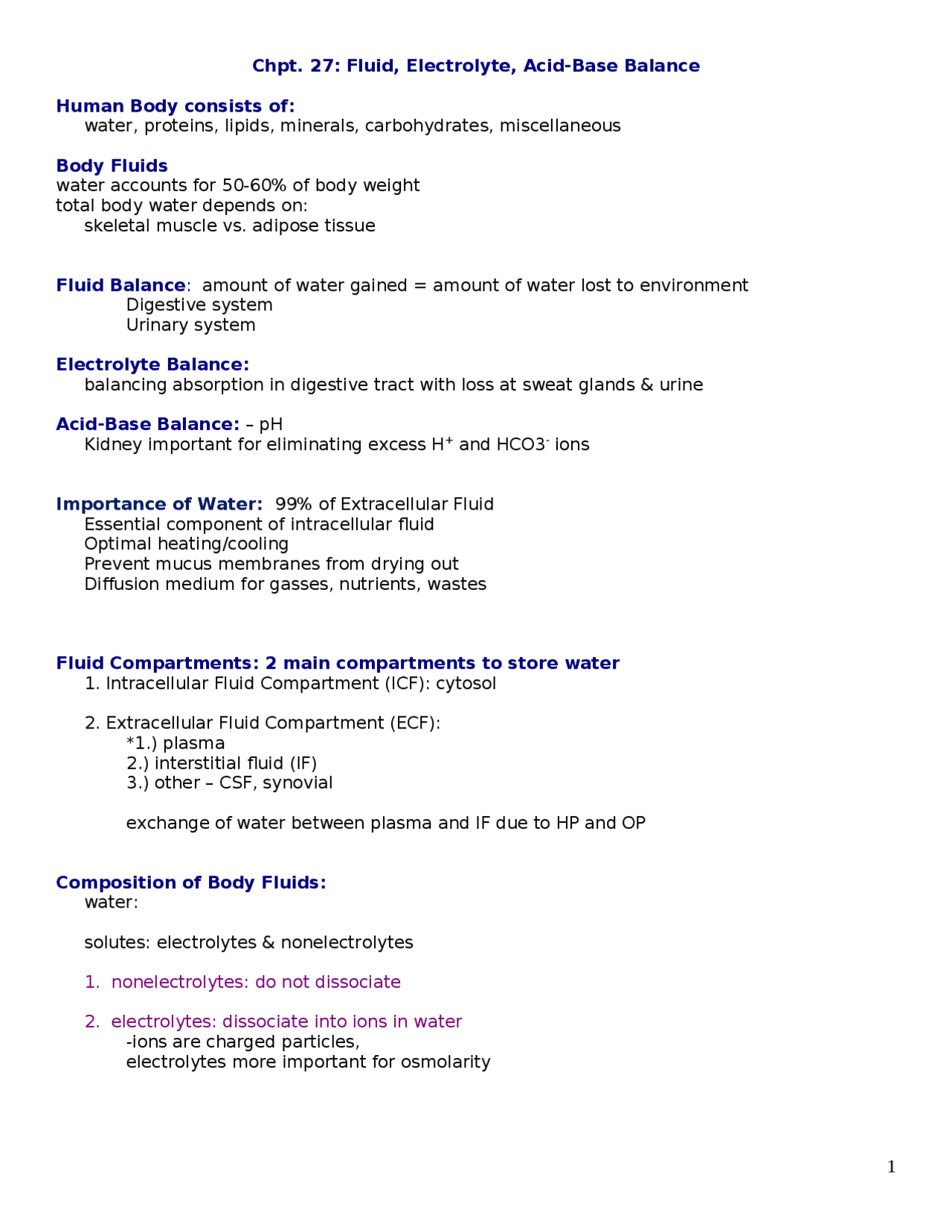 Fluid, Electrolyte, Acid-base Balance - Anatomy and Physiology II | BIO ...
