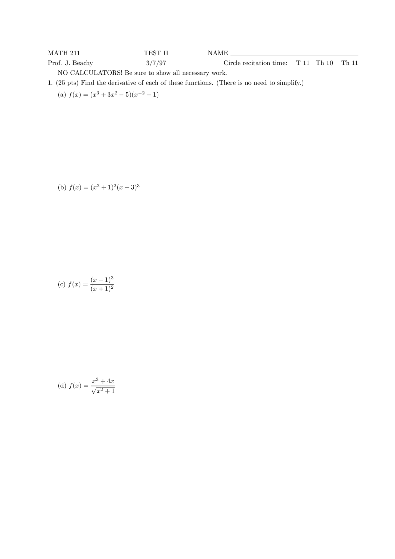 Exam 2 Sample Problems Calculus For Business And Social Science