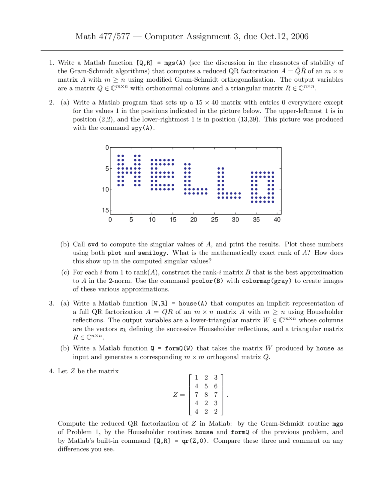 Computer Assignment #3 - Numerical Linear Algebra | MATH 477 ...