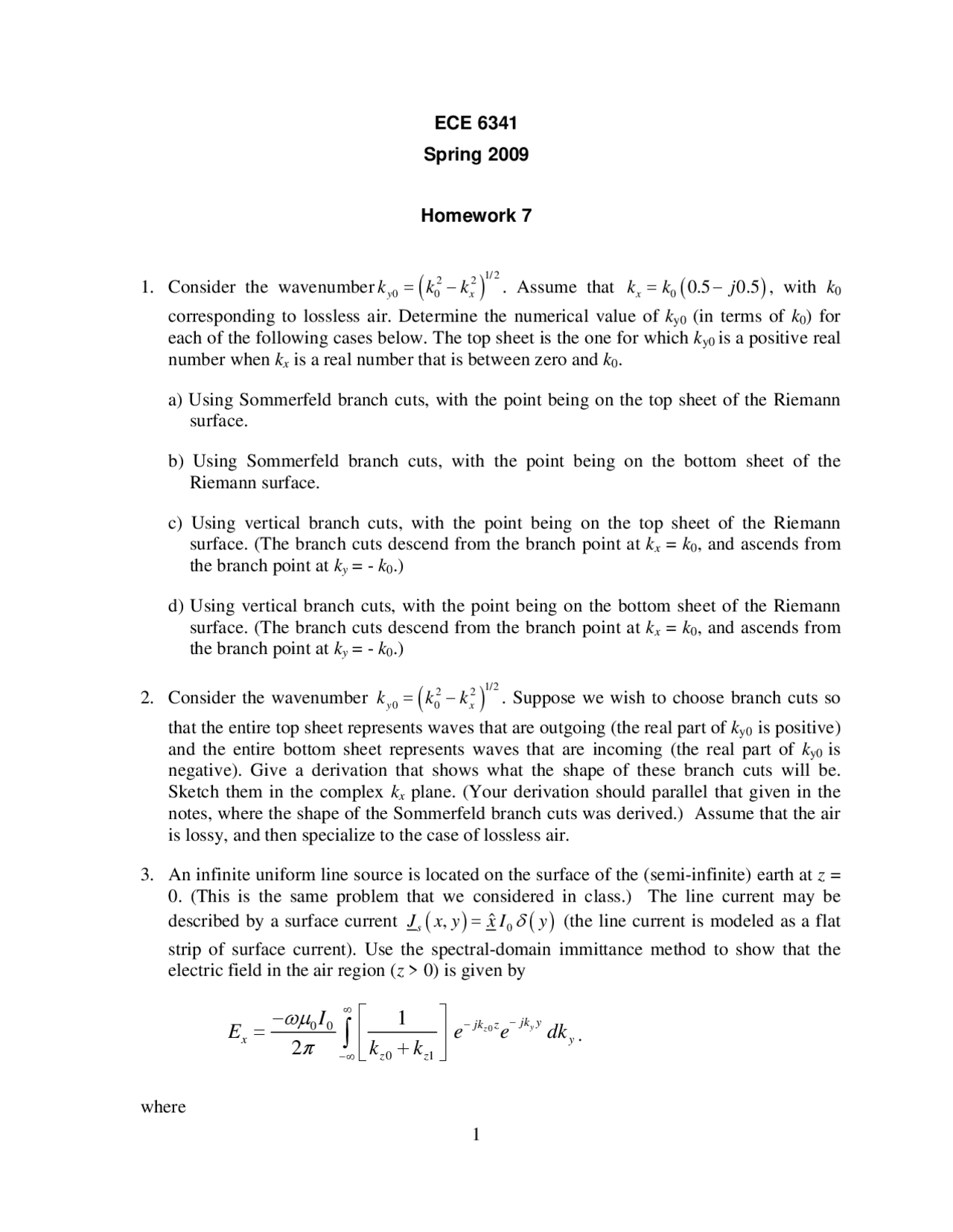 Solutions For Homework 7 Advanced Electromagnetic Waves Ece 6341