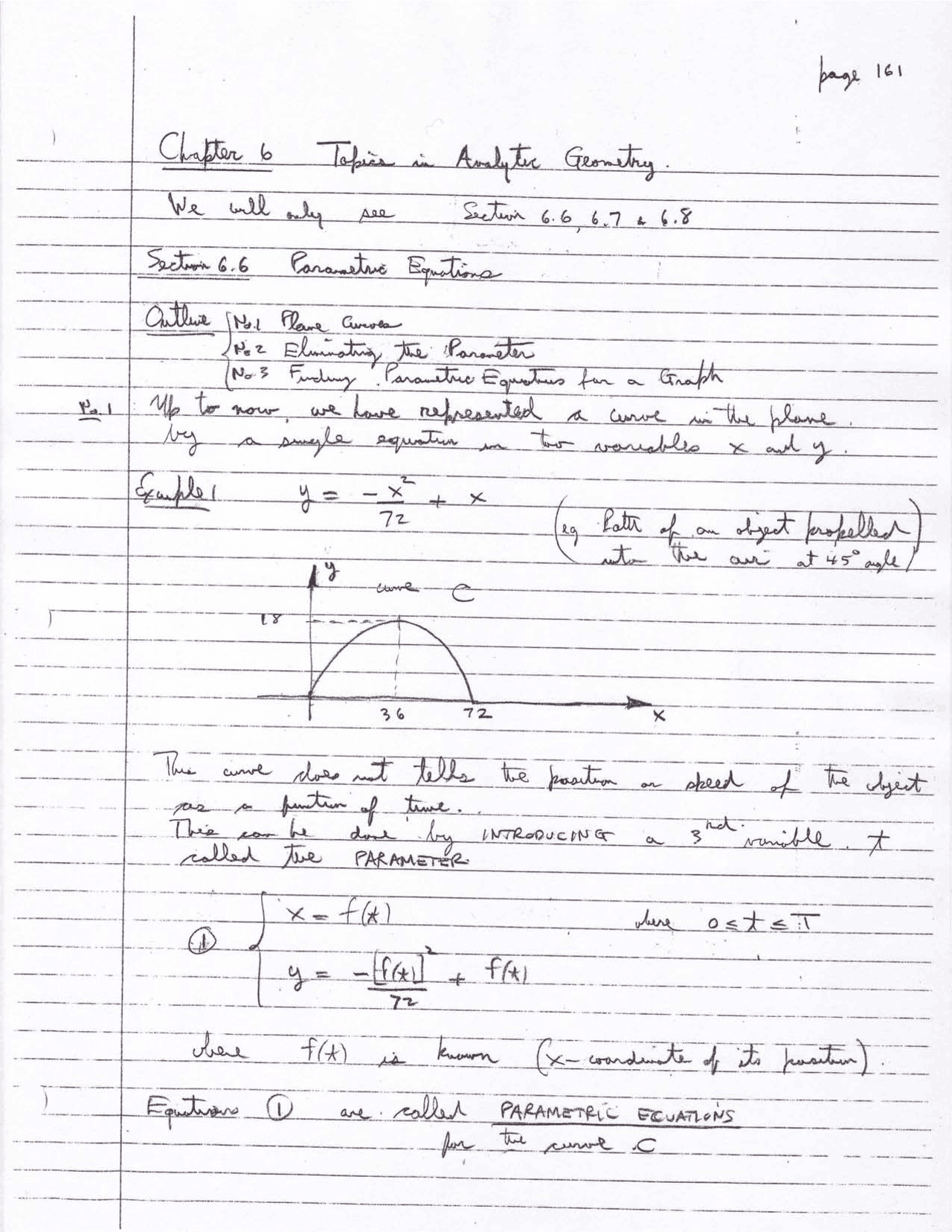 Handwritten Notes on Topics in Analytic Geometry | MATH 1433 - Docsity