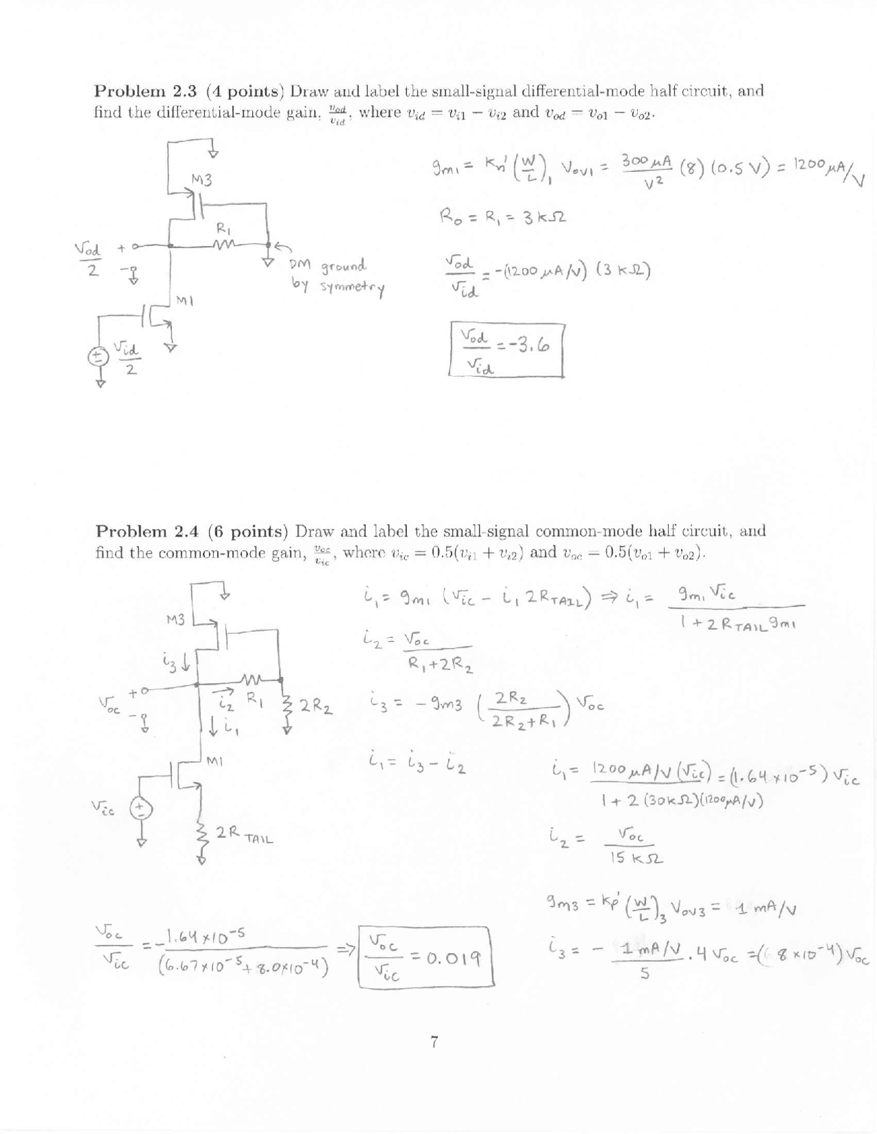 Midterm Exam Problems Solved For Analog Circuit Design Eec 210 Docsity