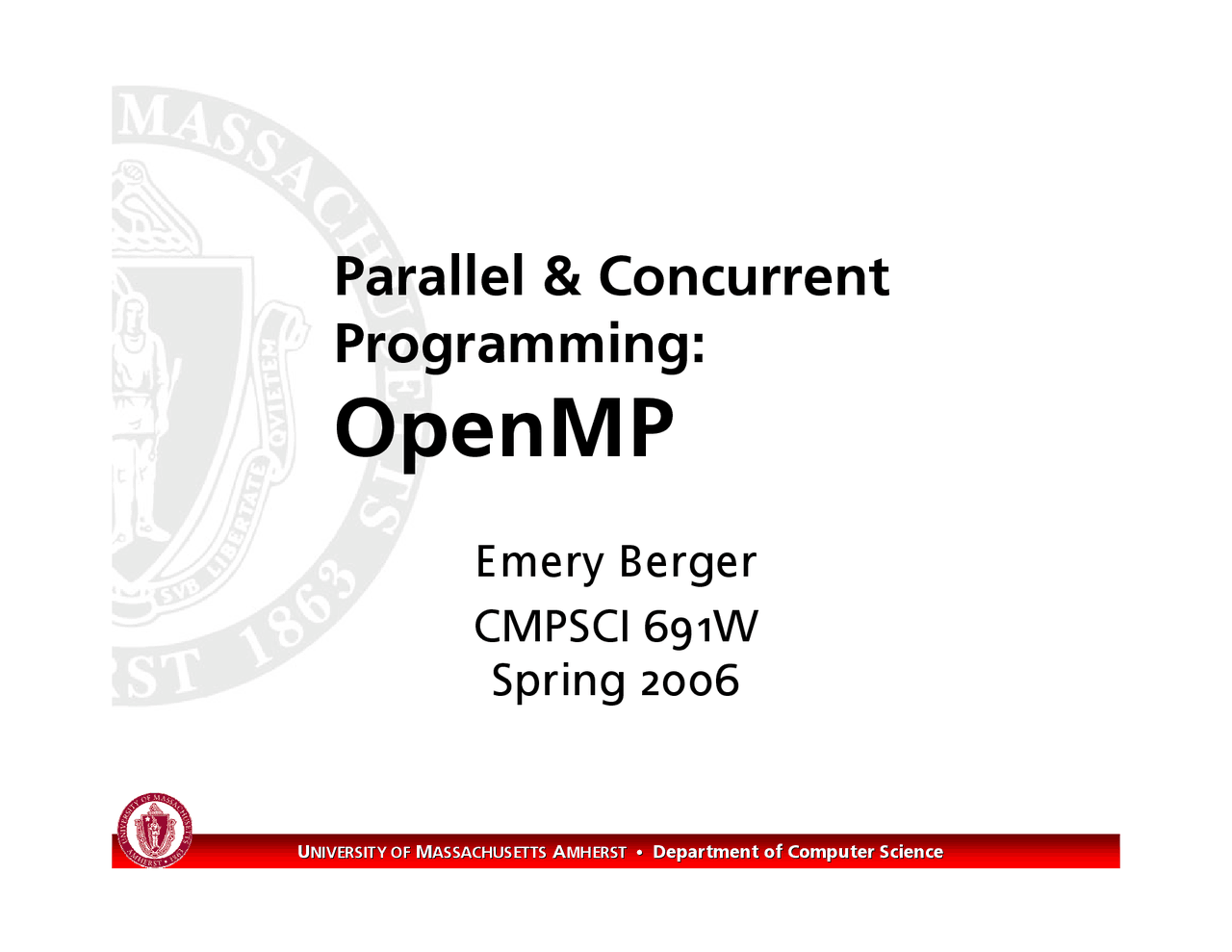 Openmp Parallel And Concurrent Programming Cmpsci 691 Docsity 0089