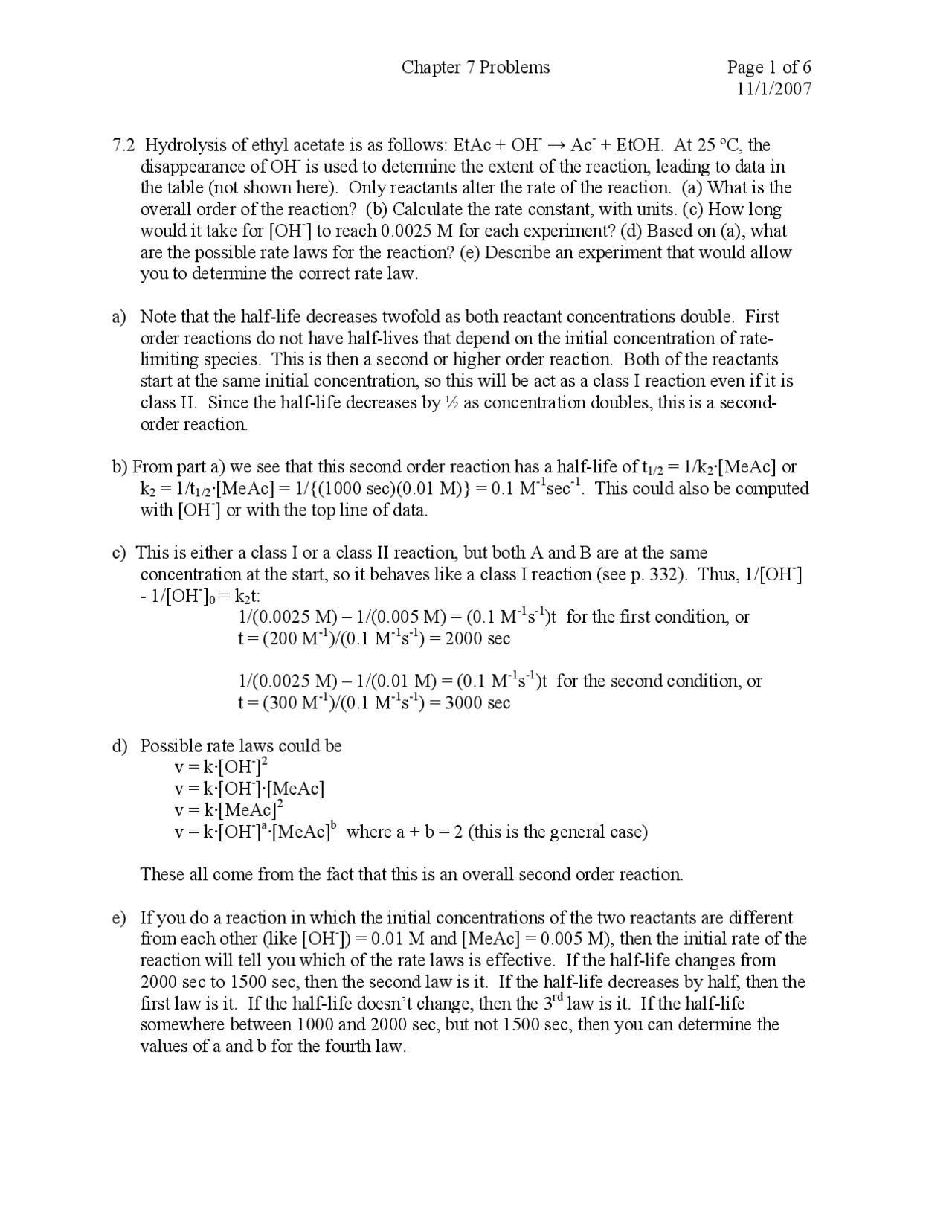 Assignment 7 Problems Elementary Physical Chemistry Chem 471 Docsity