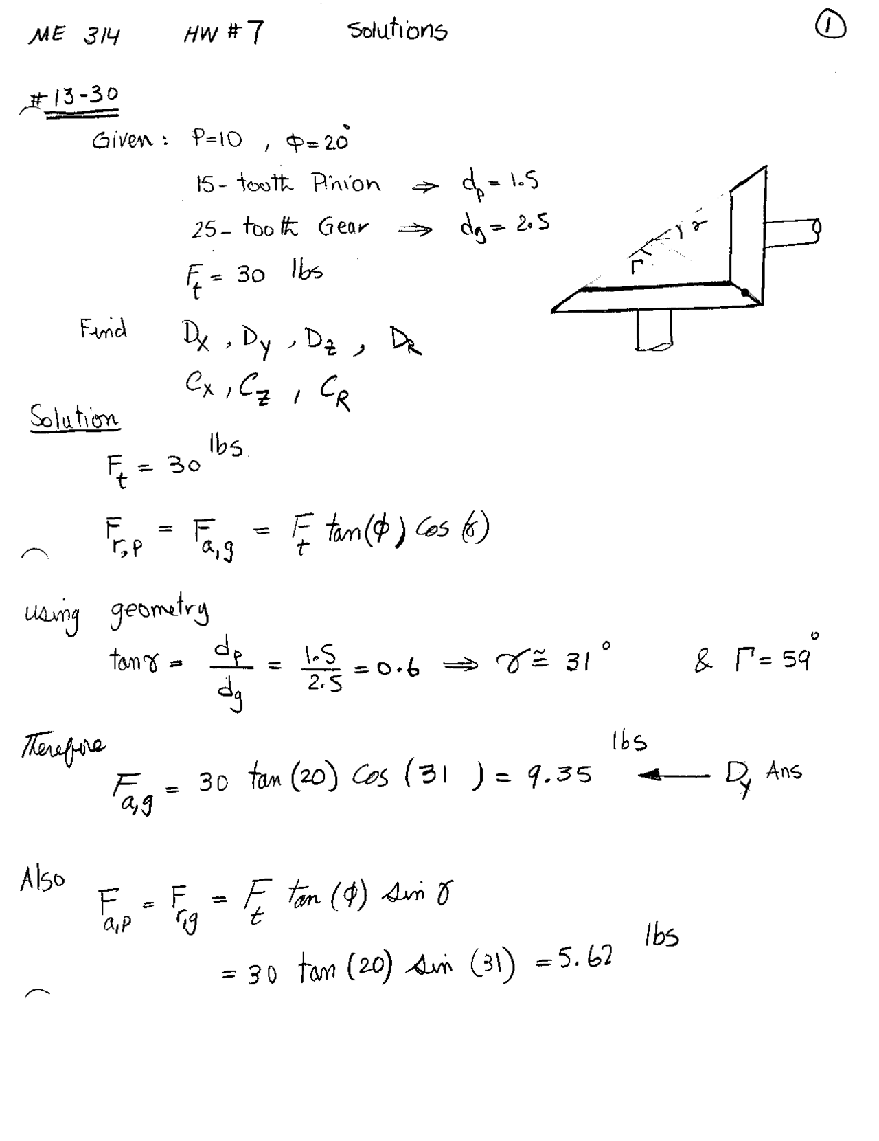 Homework 7 Solutions Analysis And Design Of Machine Elements Me 314