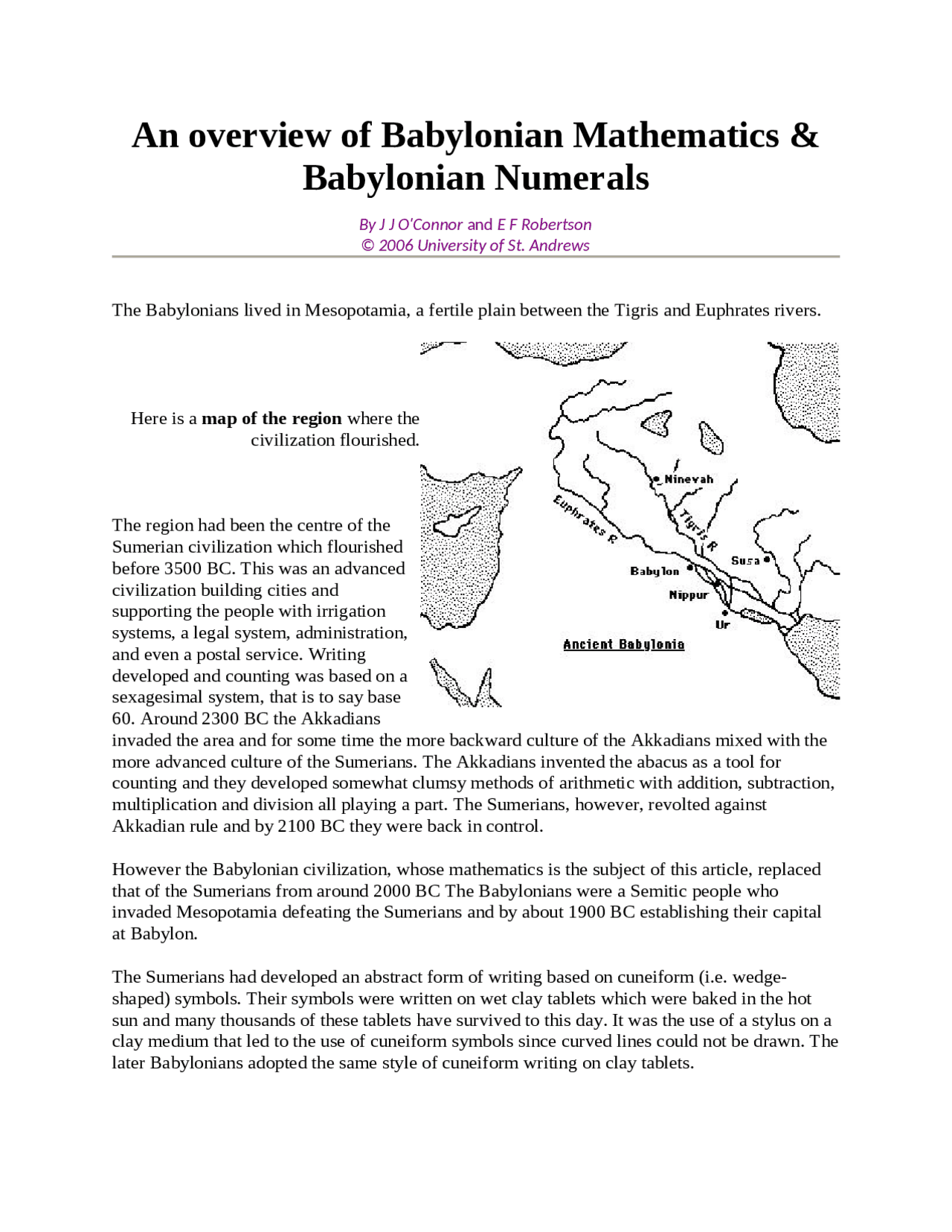 An Overview of Babylonian Mathematics and Babylonian Numerals | MATH ...