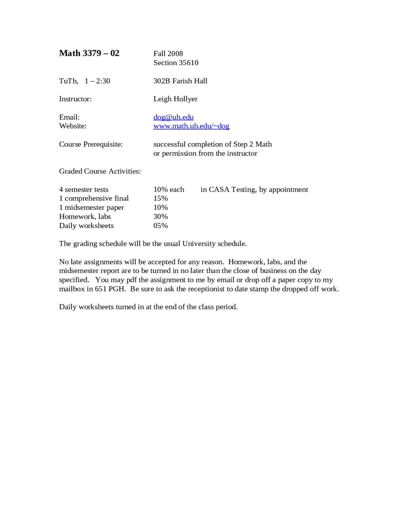 Syllabus For Introduction To Higher Geometry Math 3379 Docsity