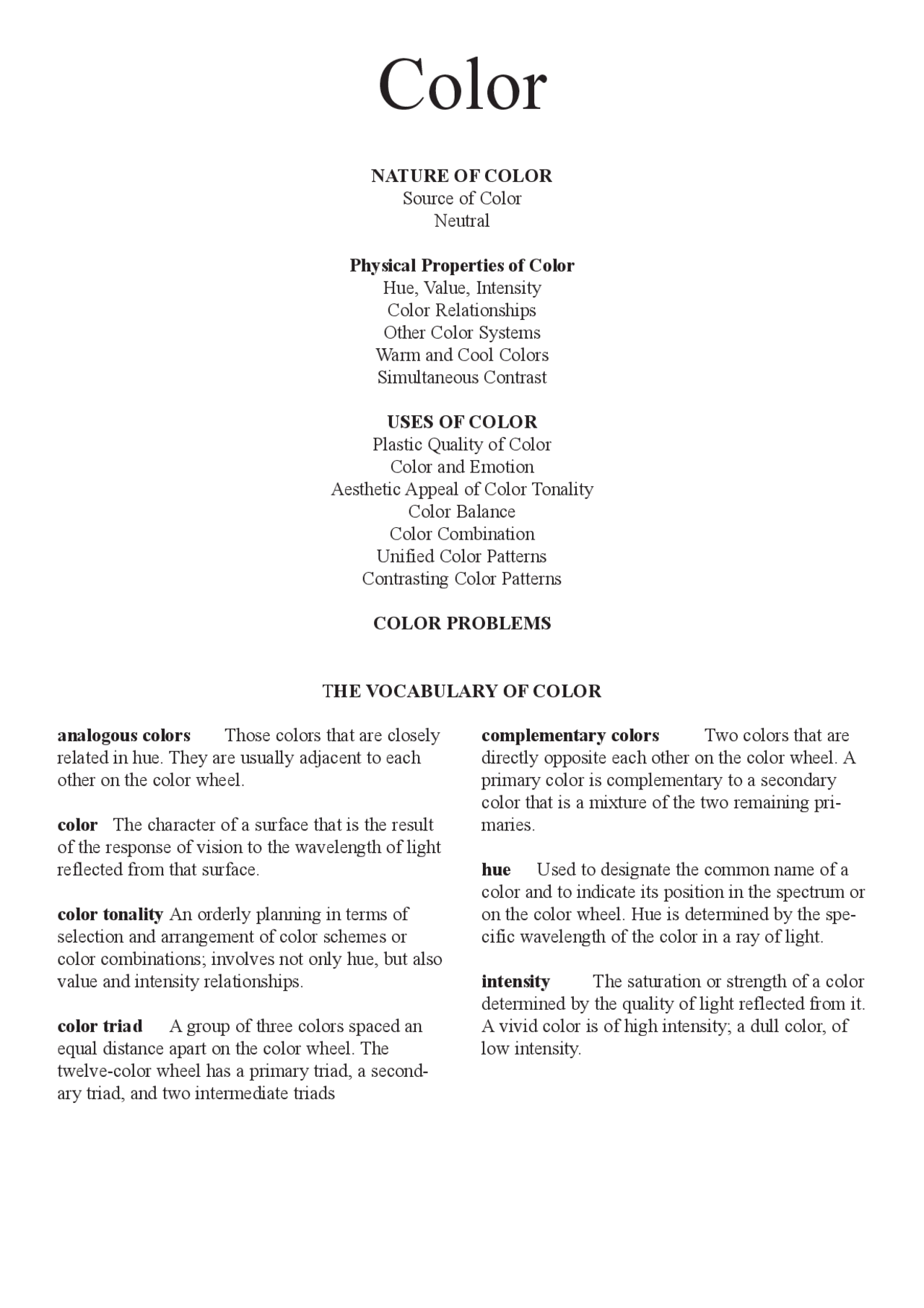 The Vocabulary of Color - Introduction to Studio Art Fundamentals | ART ...