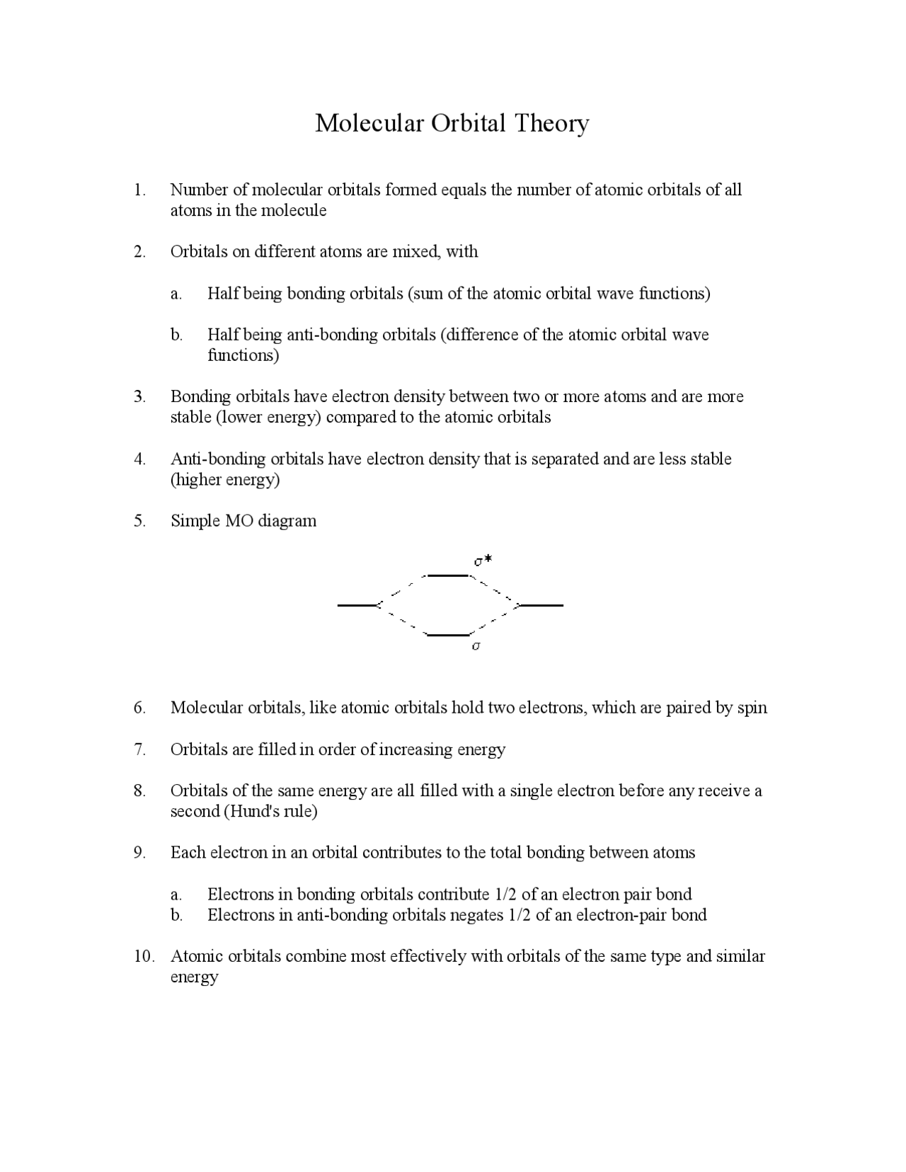Molecular Orbital Theory Lecture Notes Chm 121 Docsity