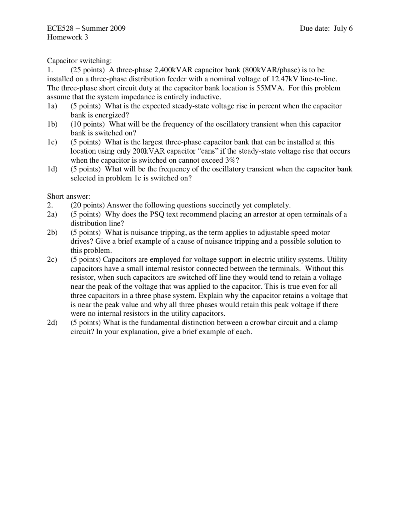 Assignment 3 Questions Understanding Power Quality Ece 528 Docsity