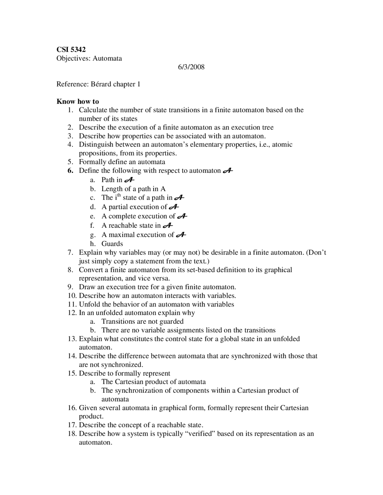 21 Questions On Formal Specifications Csi 5342 Docsity