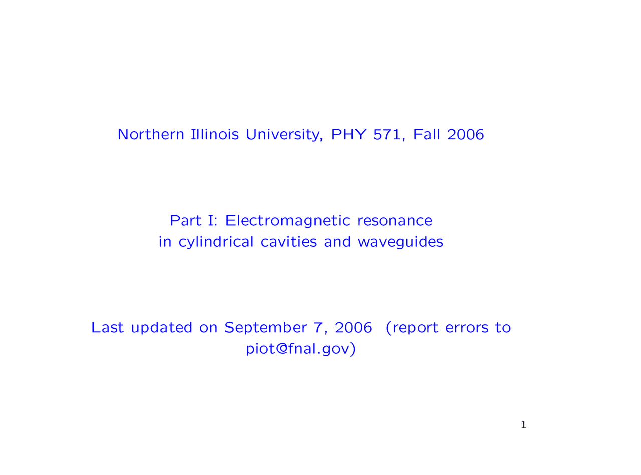 Electromagnetic Resonance in Cylindrical Cavities and Waveguides | PHYS ...