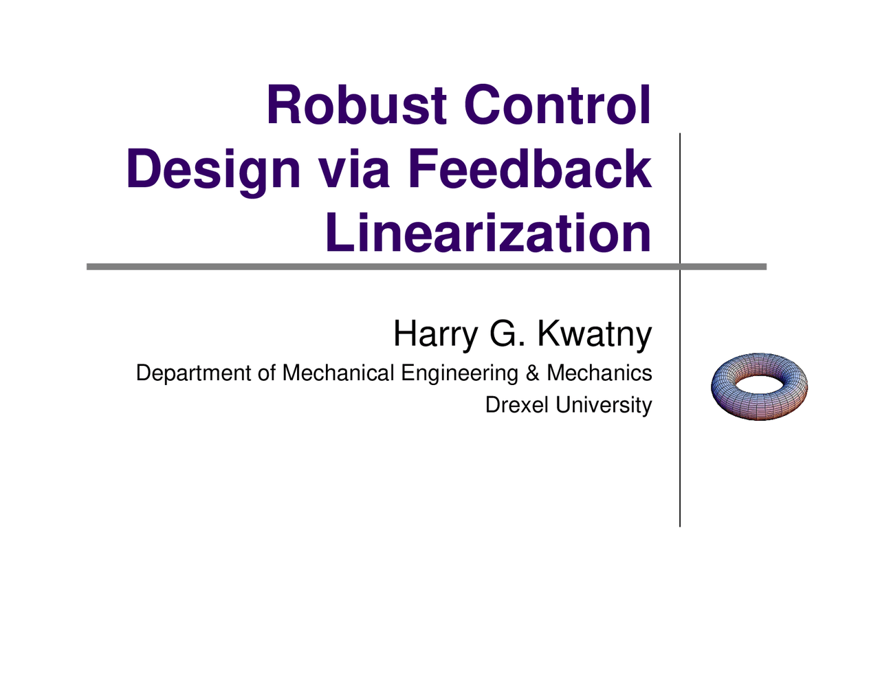 Robust Control Design Via Feedback Linearization Mem 636 Docsity