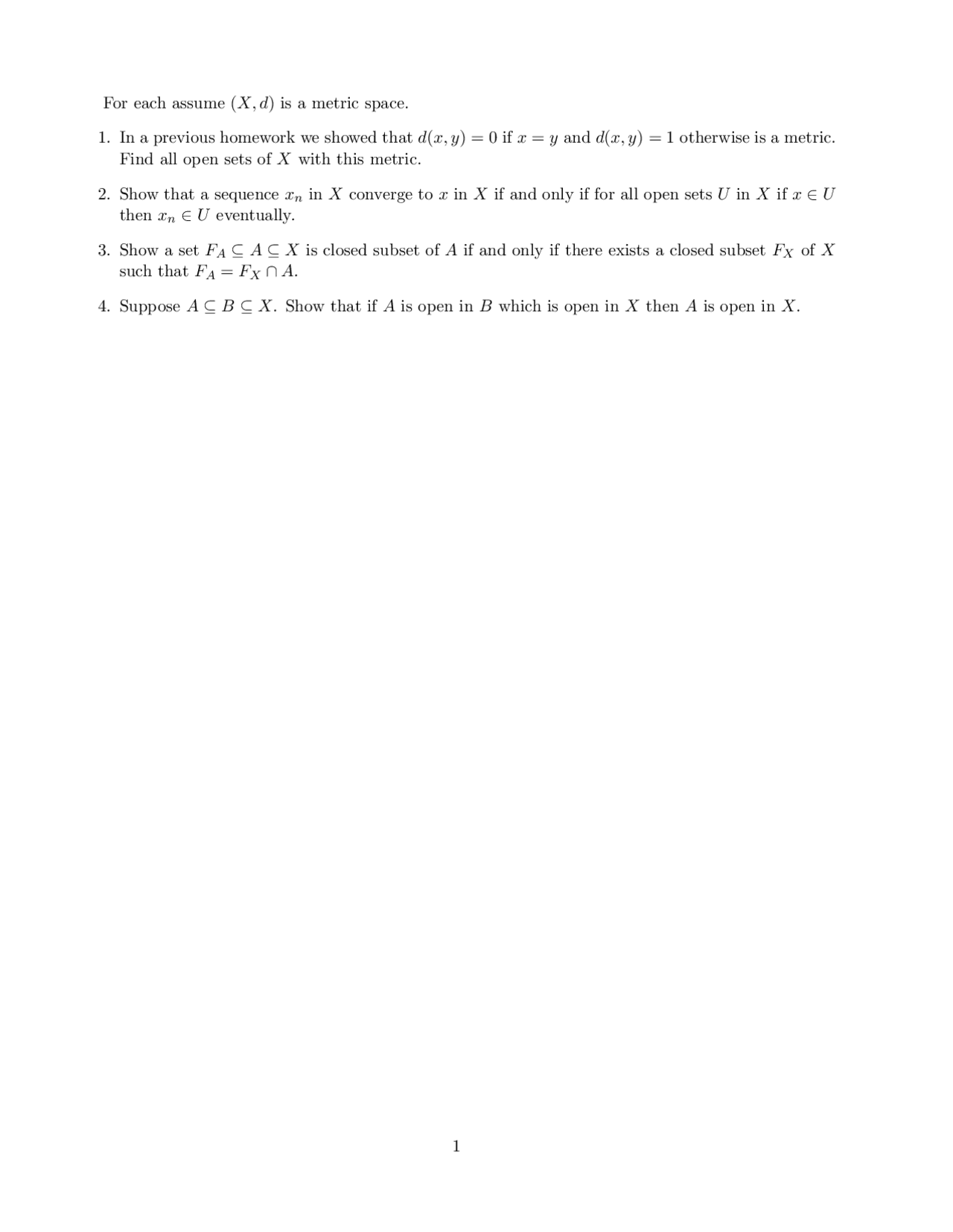 Exercise Questions for Assignment on Advanced Calculus II | MATH 361 ...