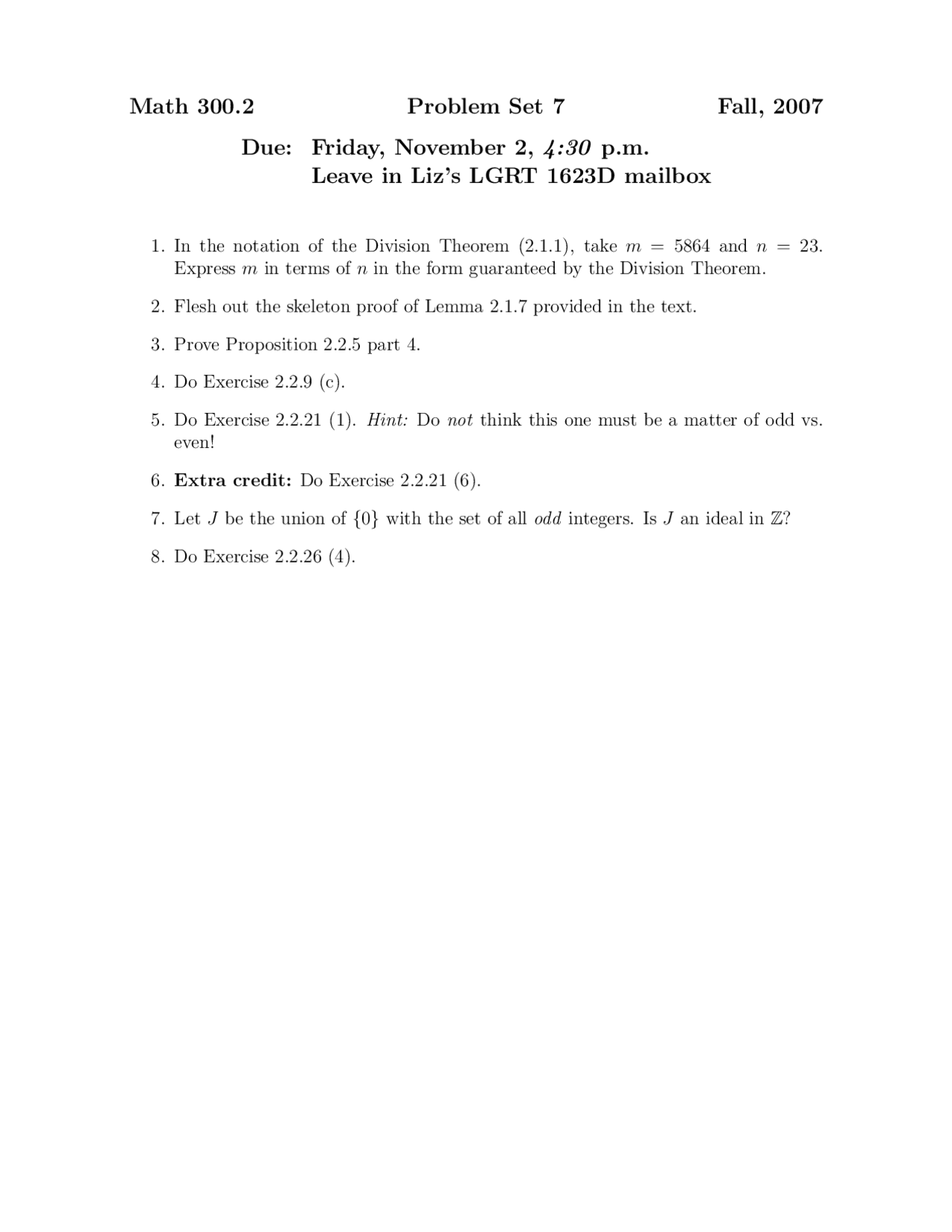 Problem Set 7 Fundamentals Concepts Of Mathematics Math 300 Docsity