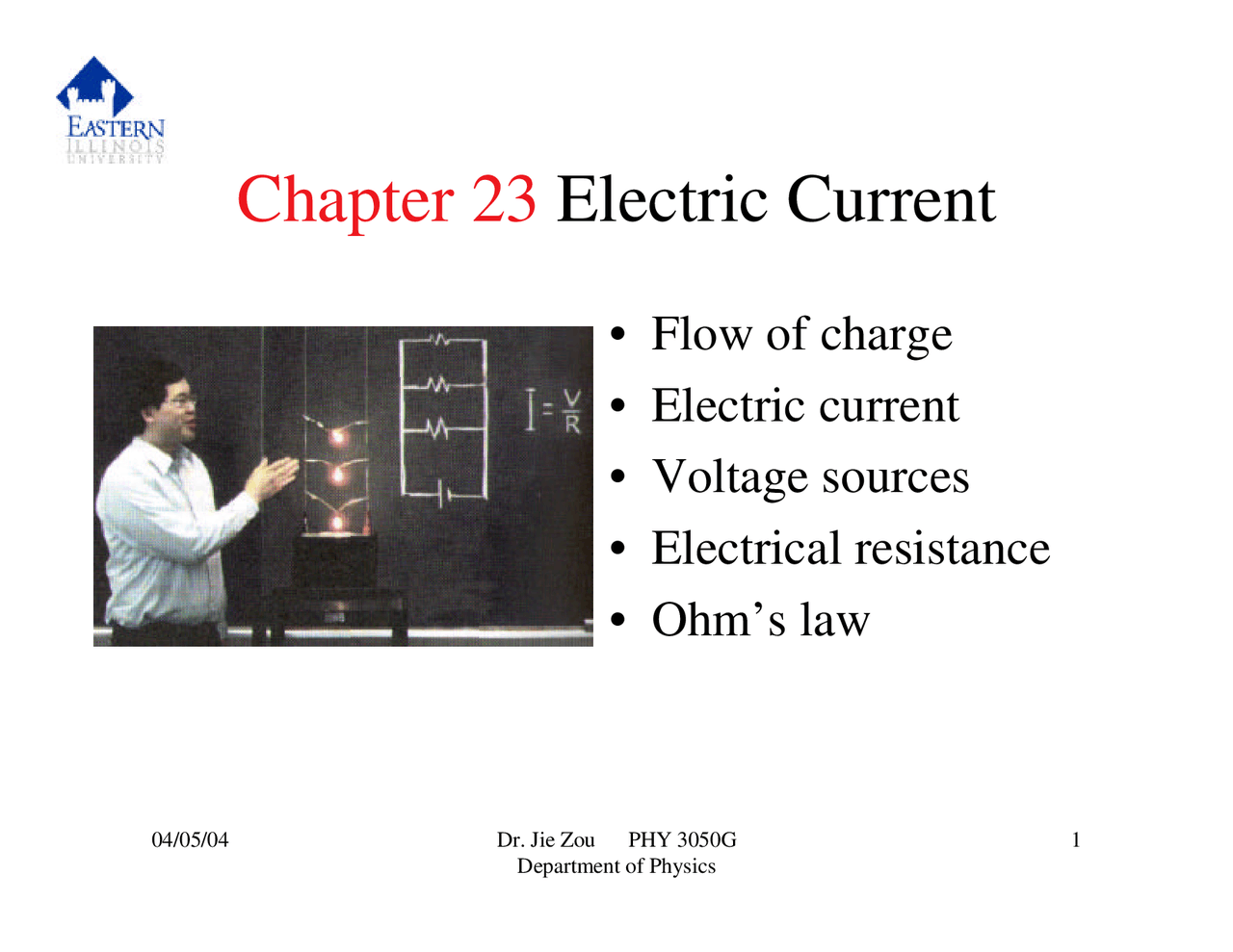 Electric Current Excursions In Physics Lecture Slides Phy 3050g