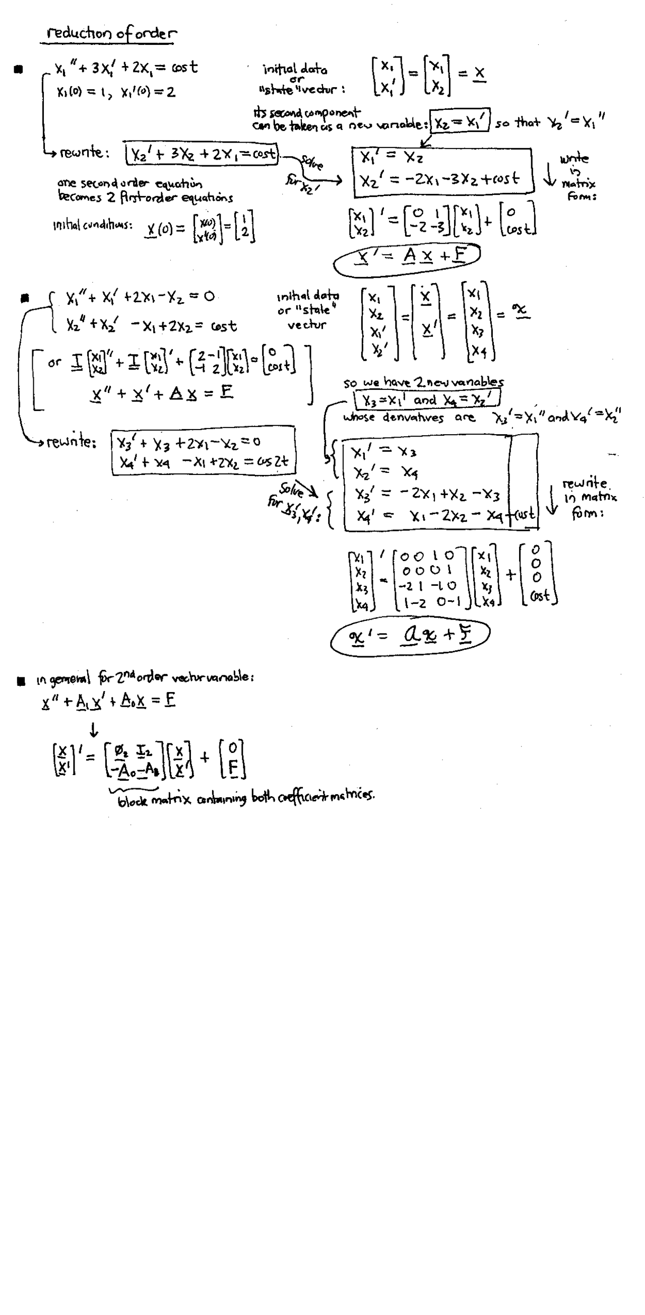 Reduction Of Order Handwritten Notes Mat 2705 Docsity