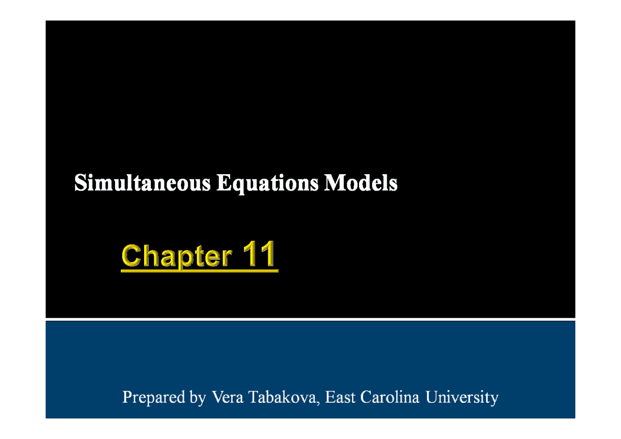 Lecture Slides On Simultaneous Equations Models Econ 446 Docsity