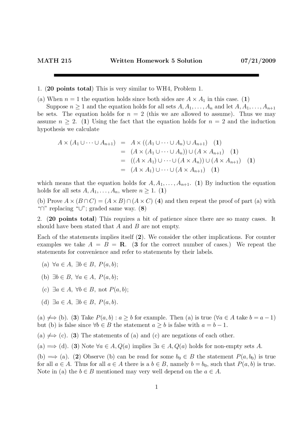 Introduction To Advanced Mathematics Resolution To Homework 5 Math