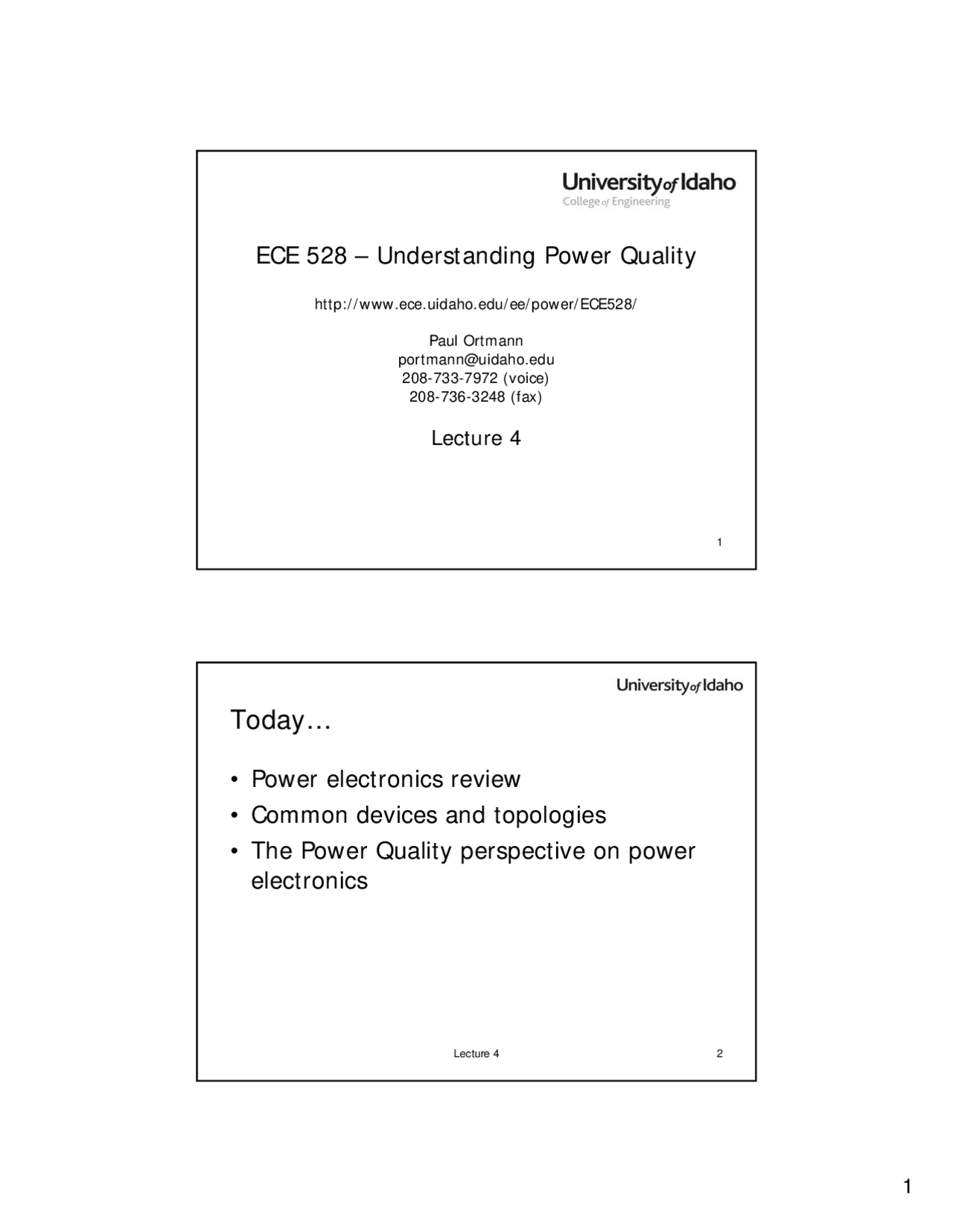 Understanding The Power Quality Lecture Slides Ece 528 Docsity