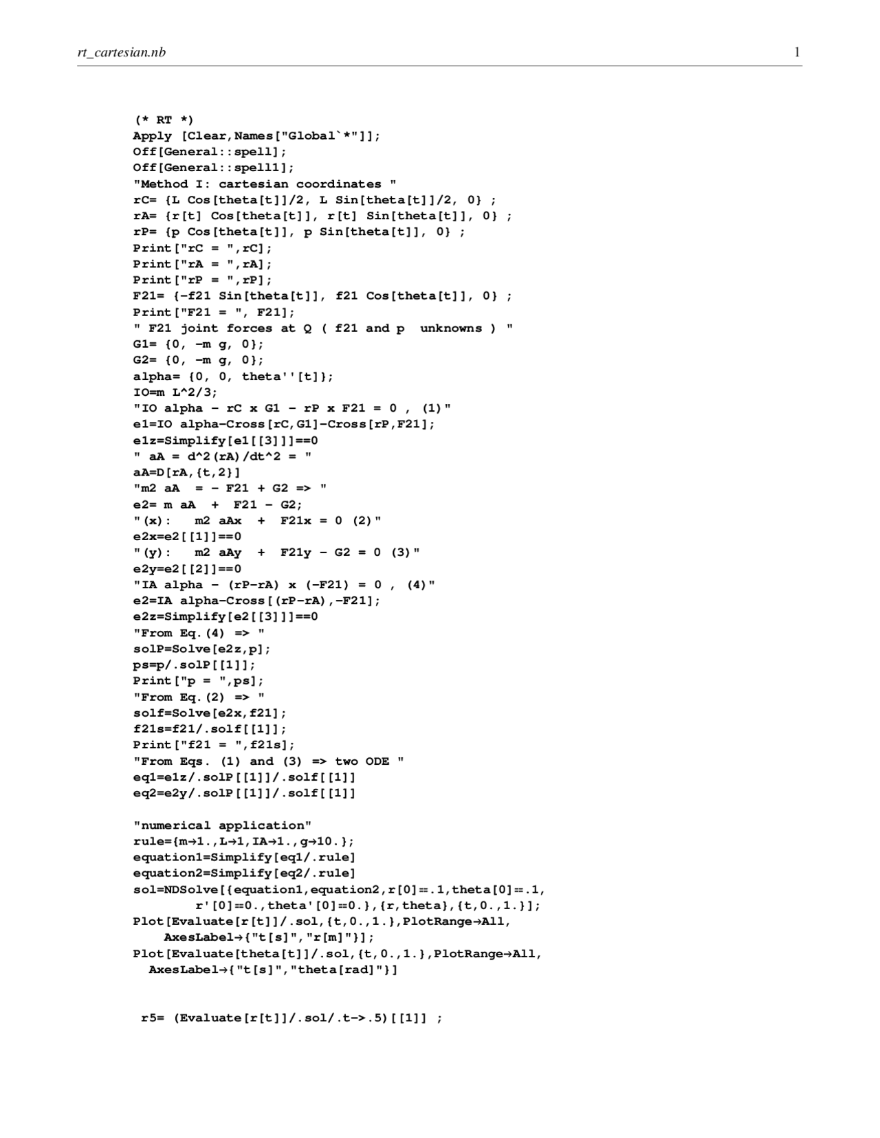 Rt Cartesiannb Kinematics And Dynamics Of Machines Mech 2120 Docsity